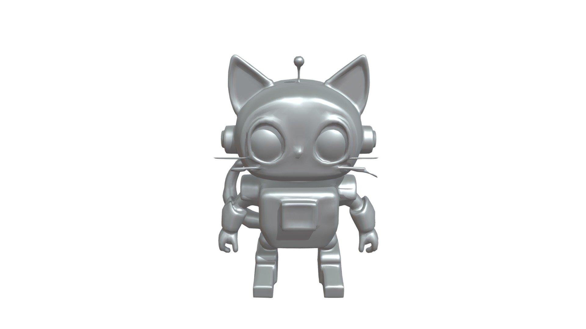 Robot cat with antenna and mechanical limbs - Download Free 3D model by ...