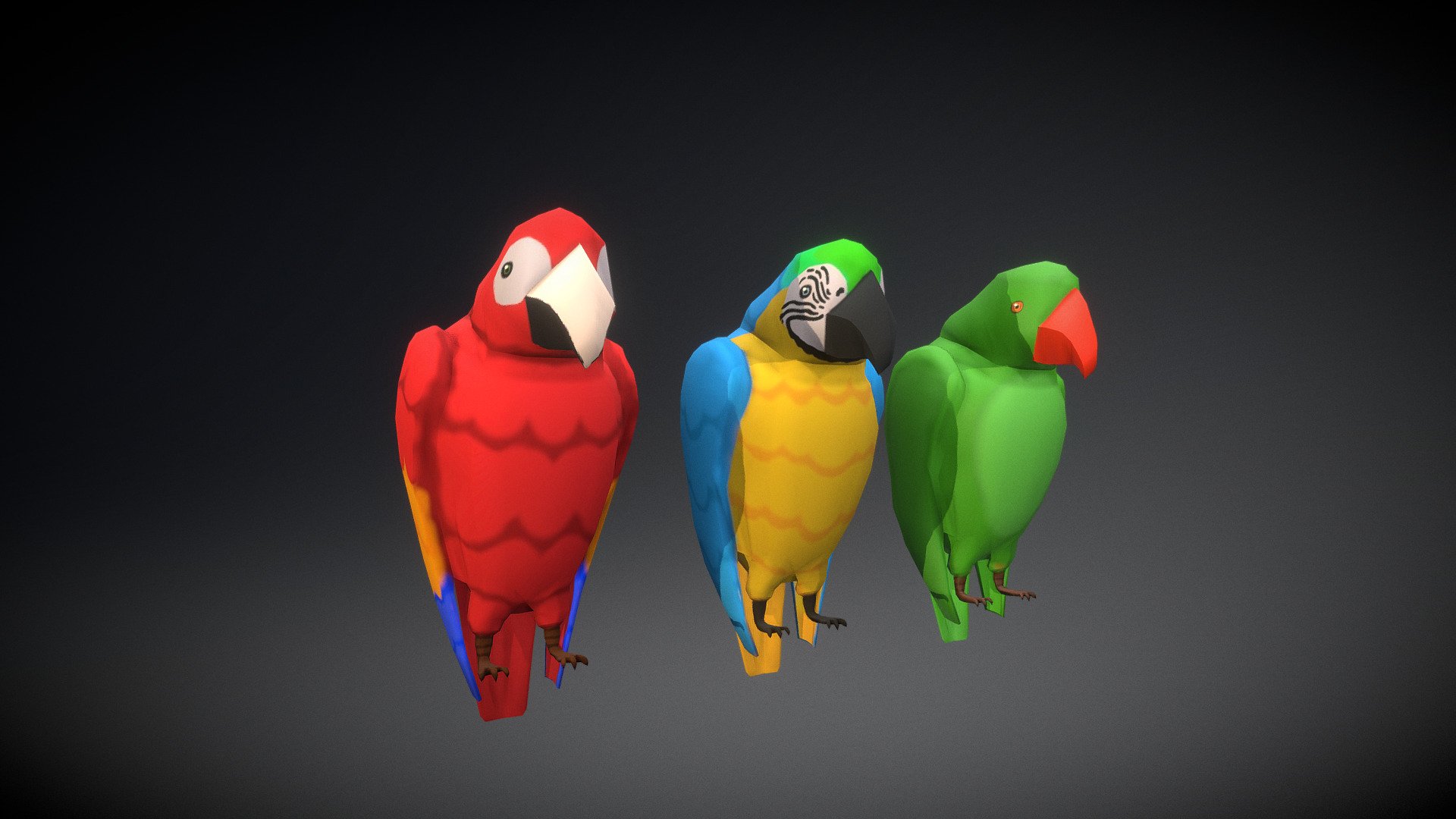 Stylized Parrot Trio - Buy Royalty Free 3D model by lavellebears ...