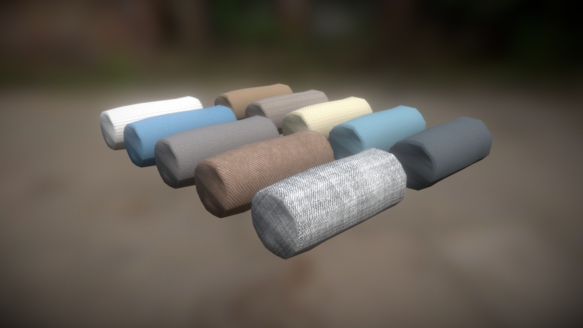 Tube Pillows - Low Poly Game Ready PBR AR VR - Buy Royalty Free 3D ...