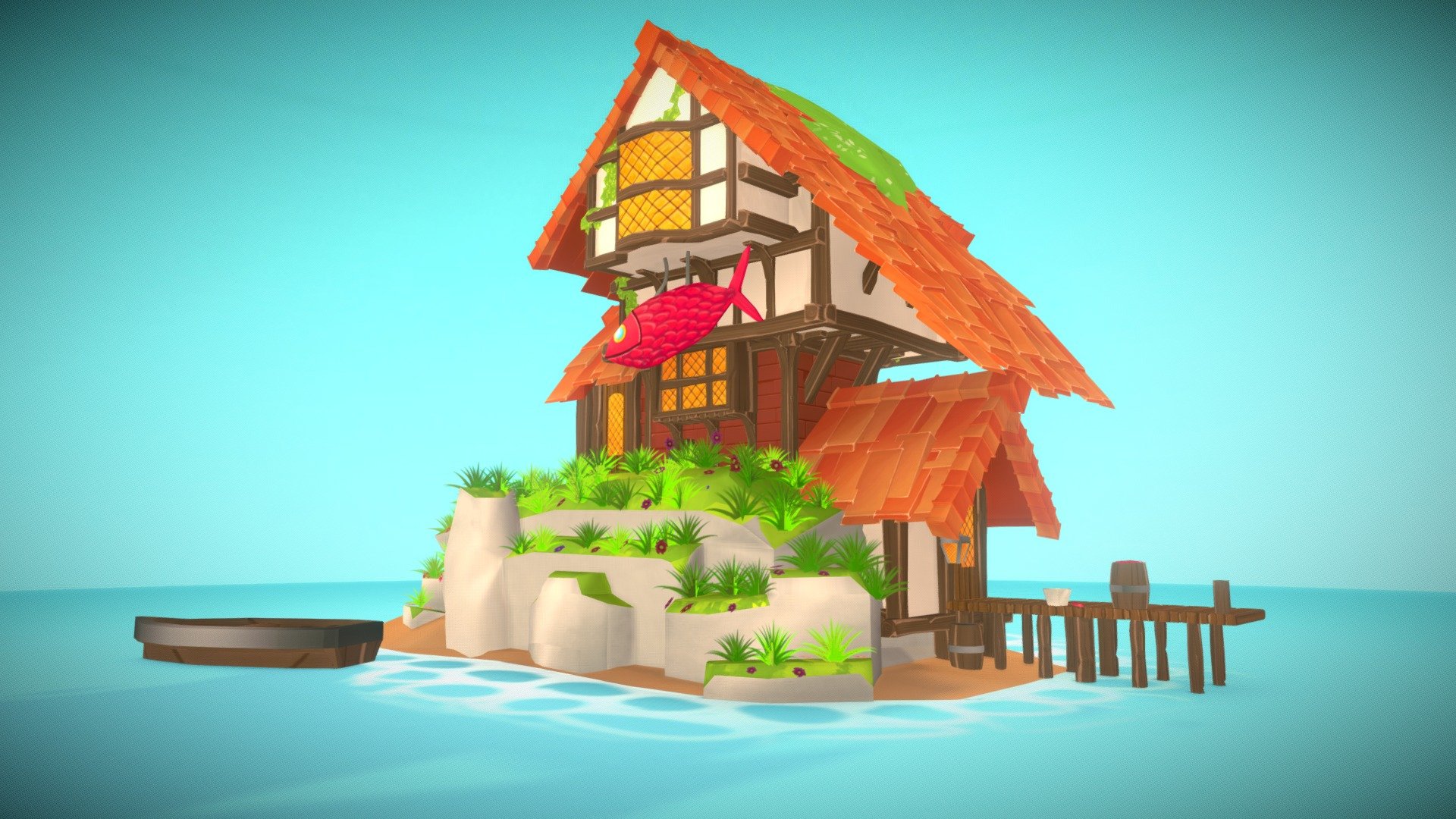 Seafarers' Fishing Shack - 3D model by TibauVdb [16ad1a4] - Sketchfab