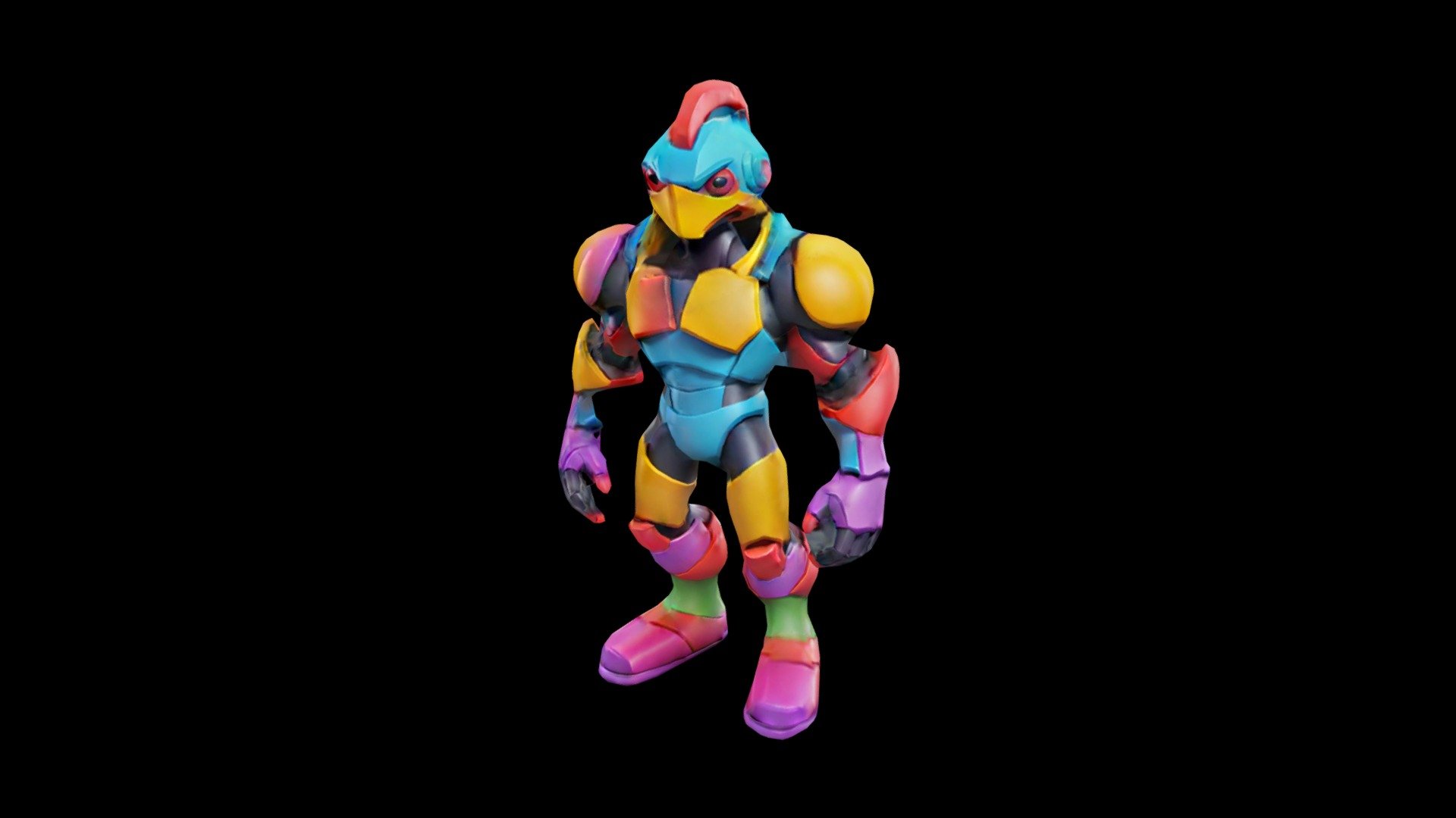 A robot character with a variety of colors and a - Download Free 3D ...