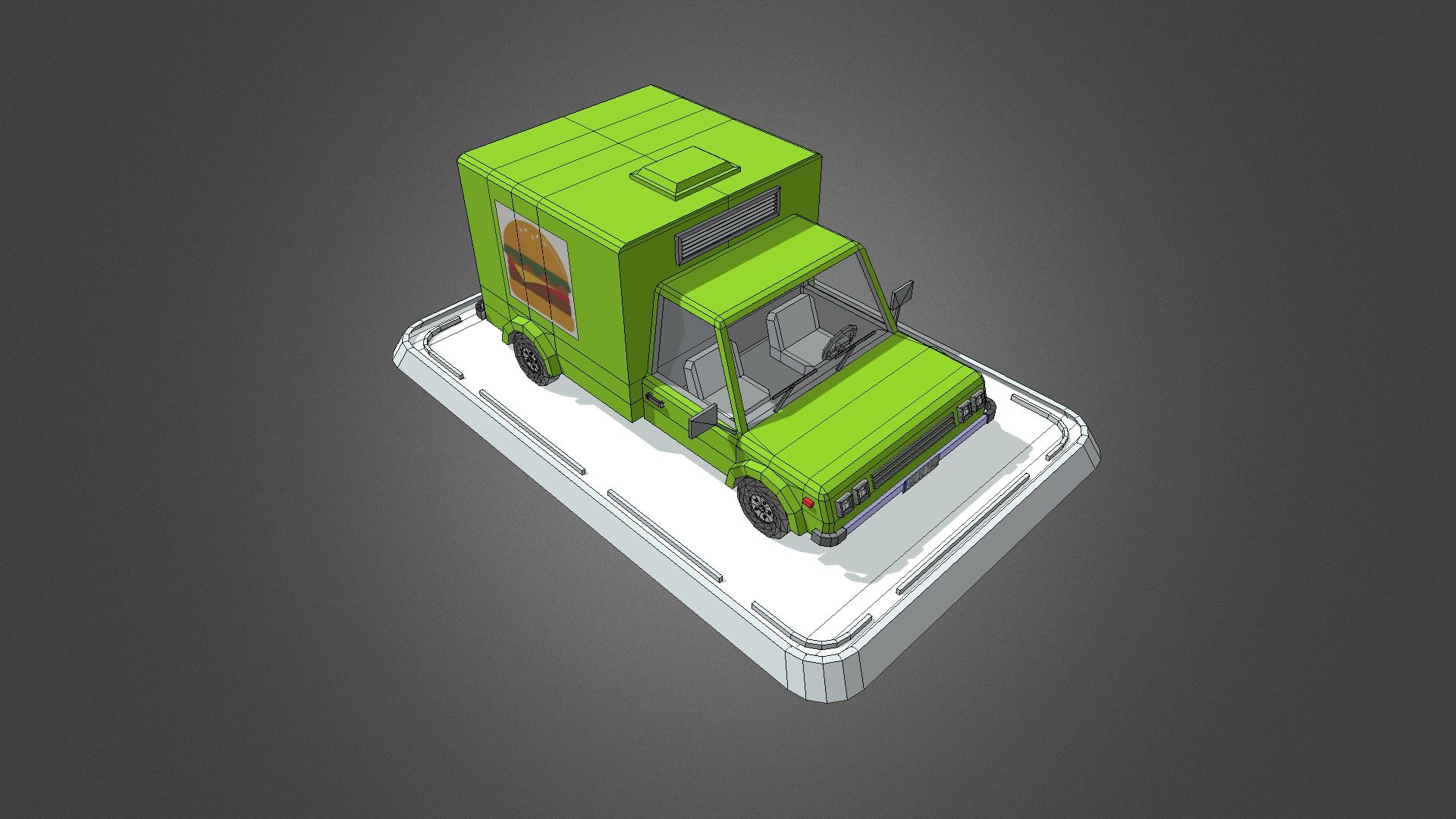 Cartoon Low Poly Food Delivery Truck - Buy Royalty Free 3D model by ...