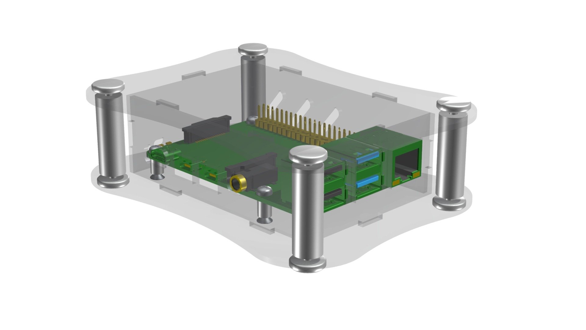 RPA-4B-1 (Raspberry Pi 4 Model B 基板付) - 3D model by TAKACHI in japan ...