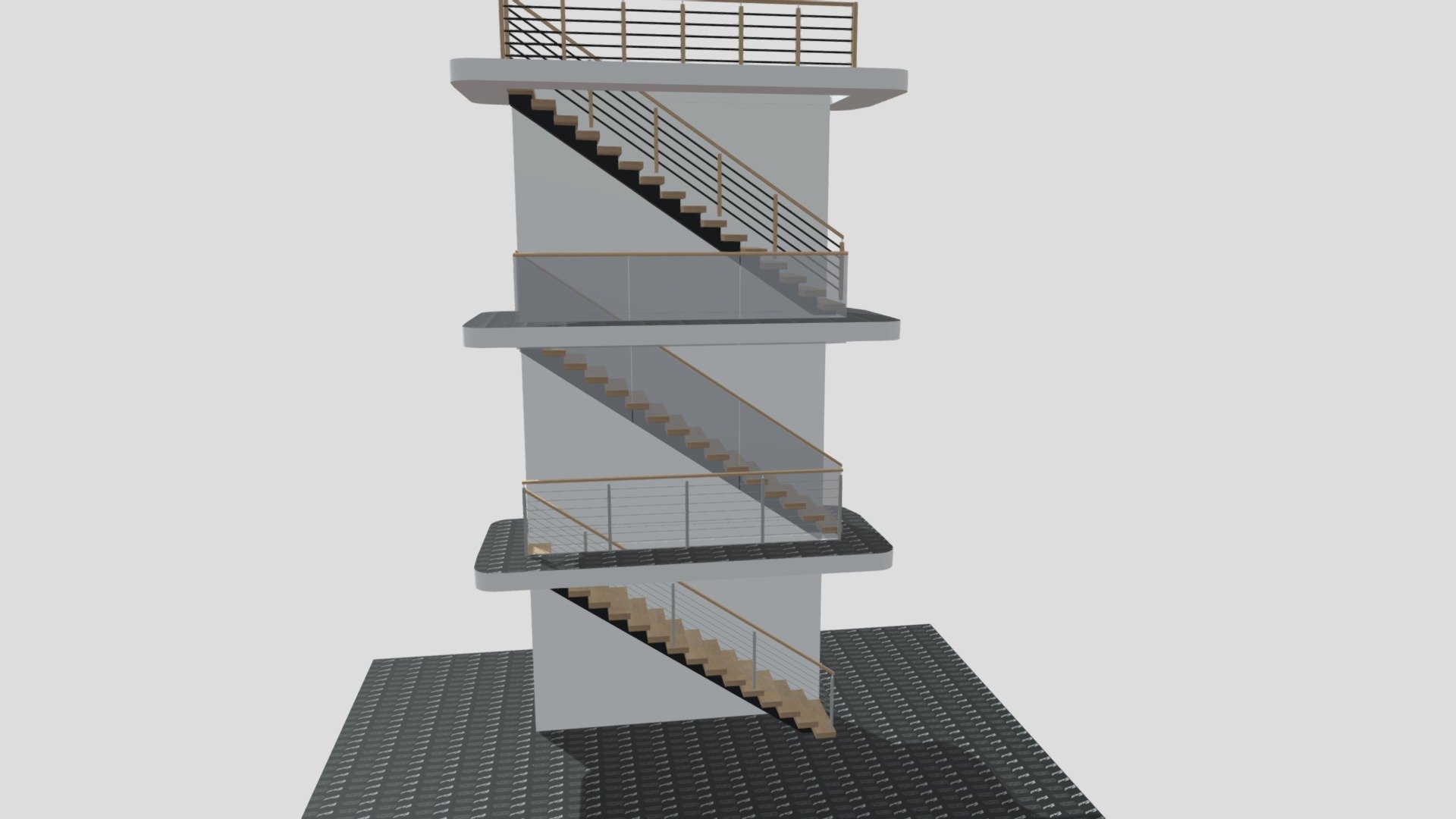 Mono stringer w/ 3 balustrade options - 3D model by Bast floors and ...