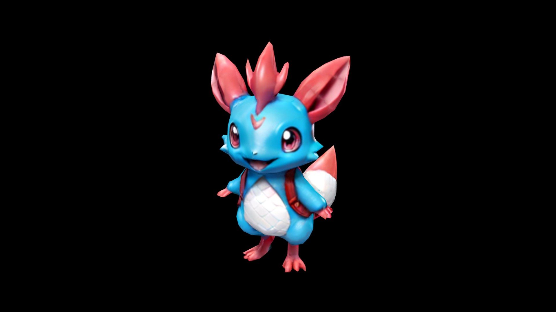 Blue and pink Pokémon standing with a backpack - Download Free 3D model ...