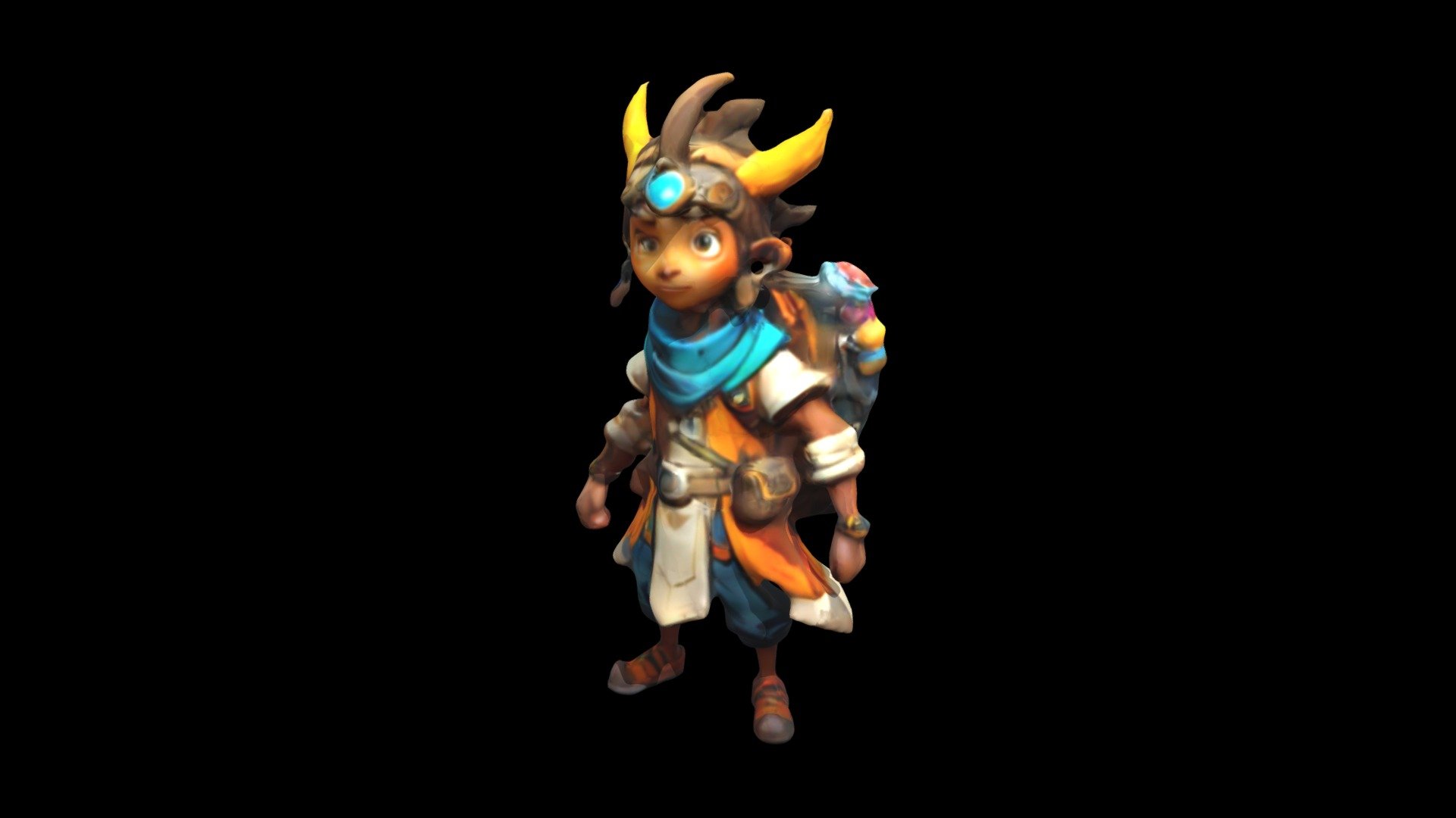 a cartoon character with a backpack on his ba - Download Free 3D model ...