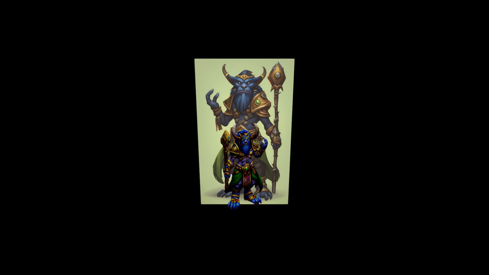 a blue character with a staff and horns - Download Free 3D model by ...