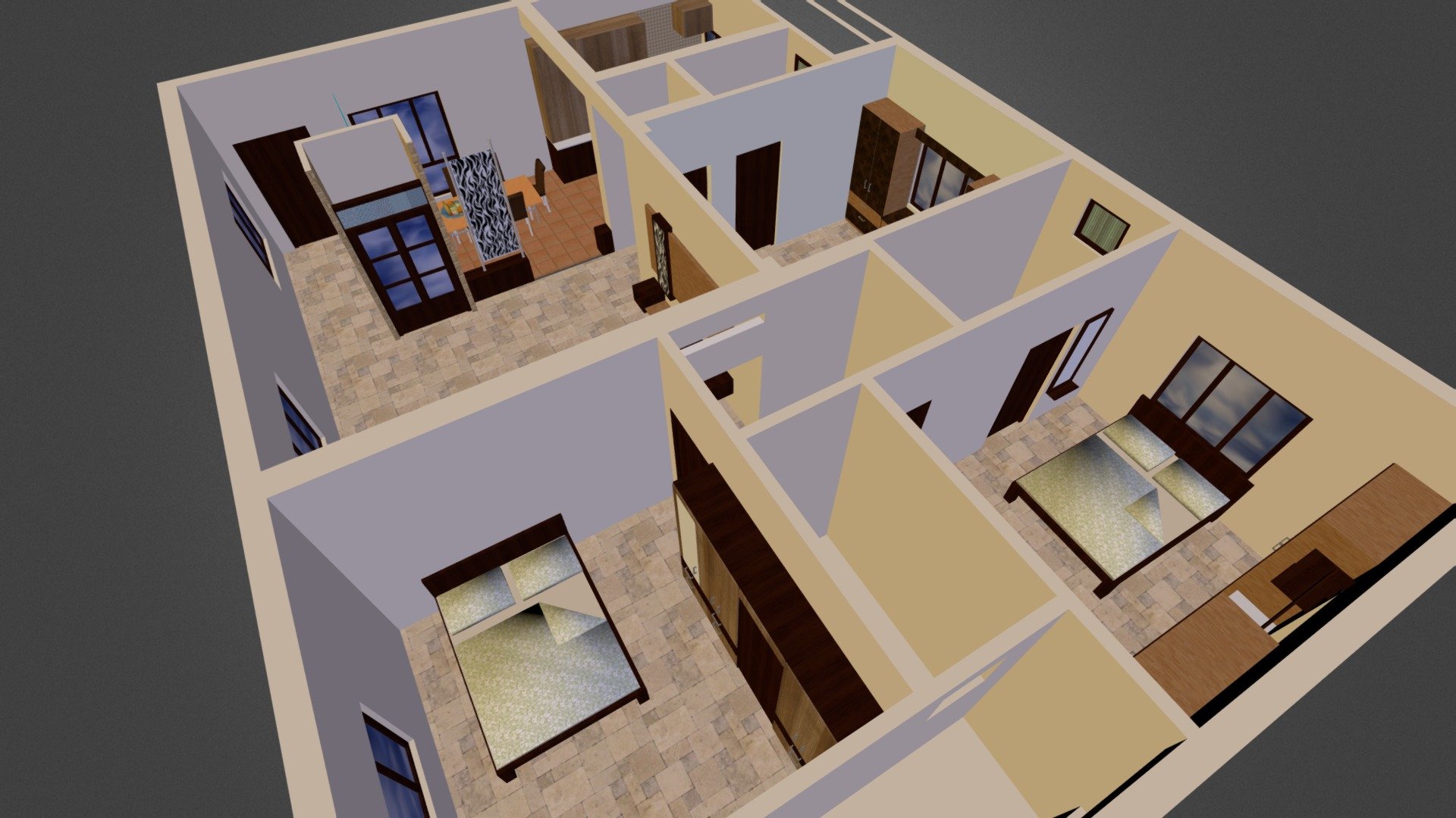 3BHK Flat - 3D model by rohitkr [176043d] - Sketchfab
