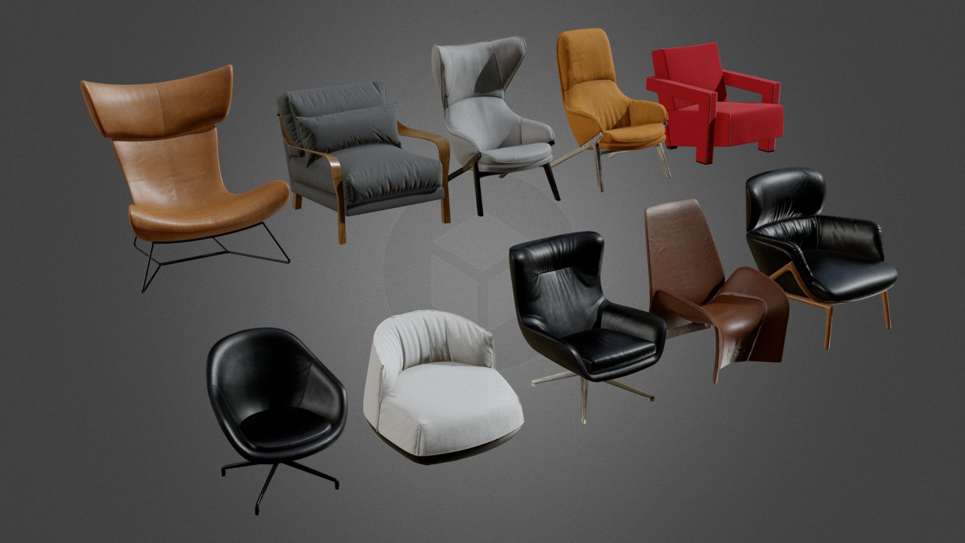 Modern Armchair Collection - 3D model by Cheboksary [1760869] - Sketchfab