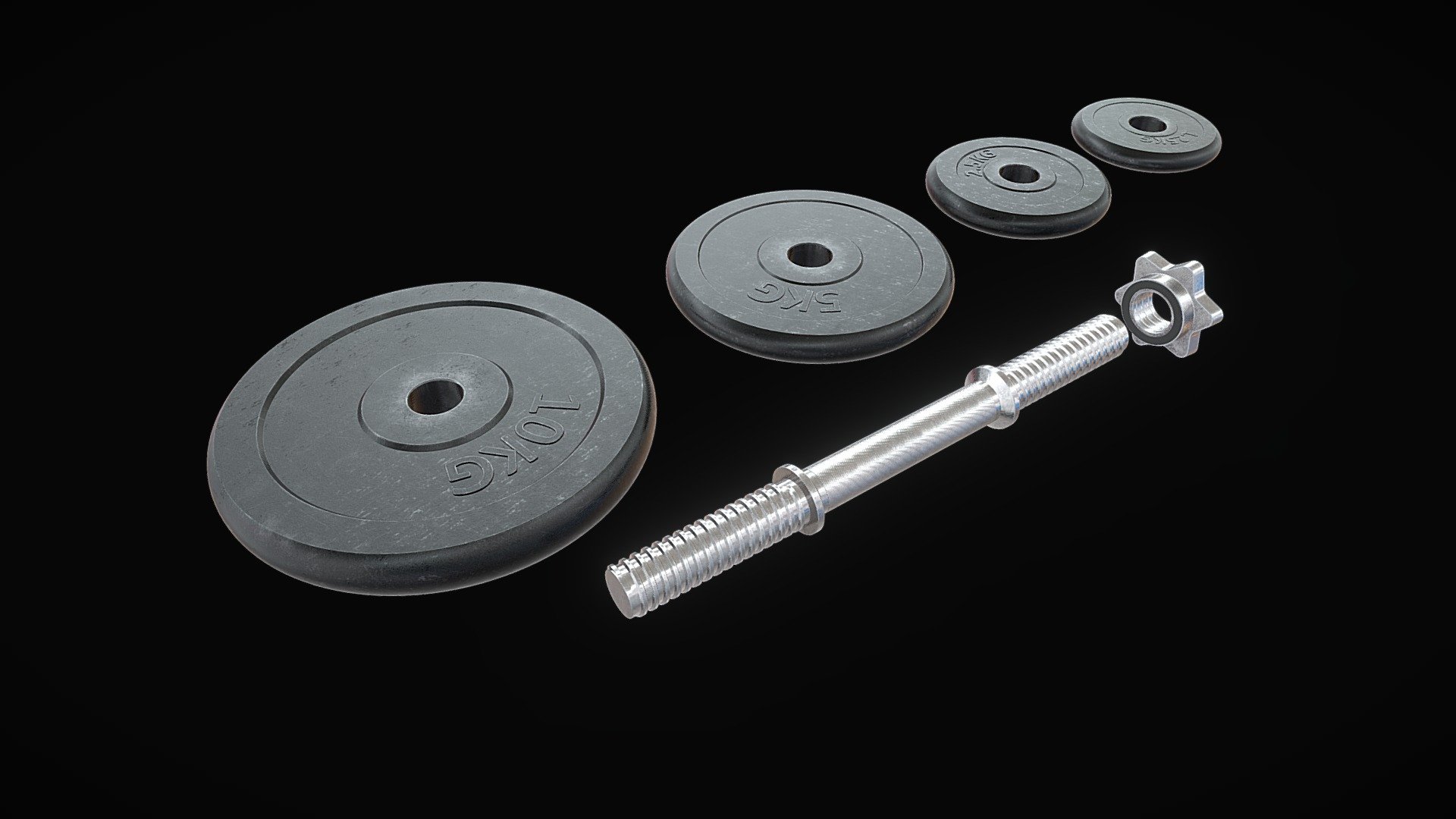Dumbbell and Weights - Download Free 3D model by draakon_4d [177eff7 ...