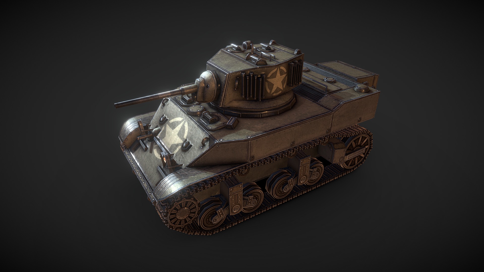 Lowpoly M5A1 Stuart - 3D model by Kado3D (@kadopl) [17879ff] - Sketchfab