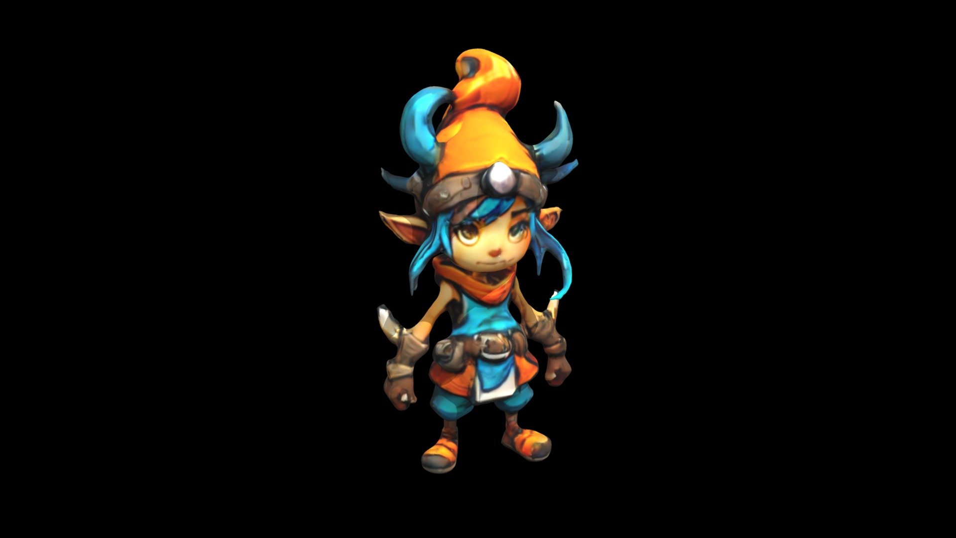 a cartoon character with blue hair and an ora - Download Free 3D model ...