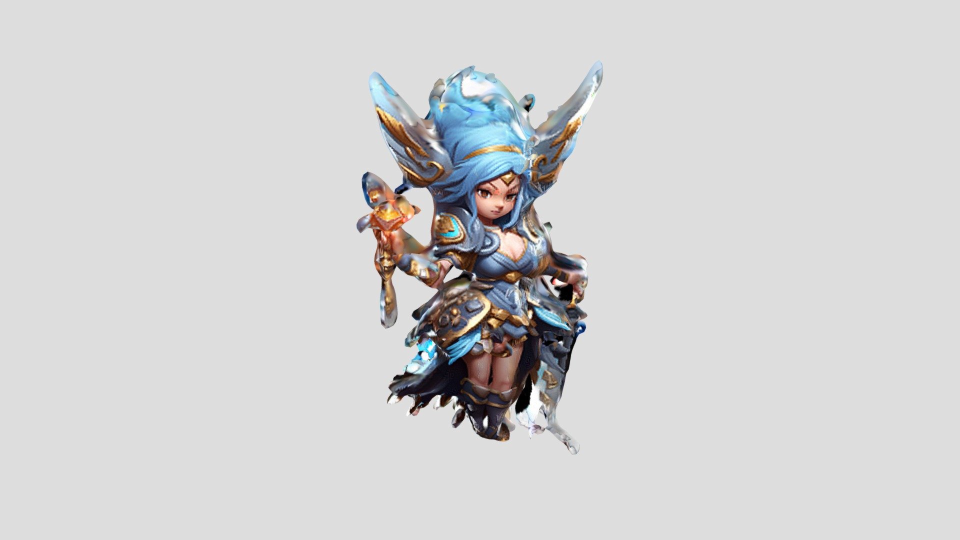 Blue-haired female warrior with sword and flowe - Download Free 3D ...