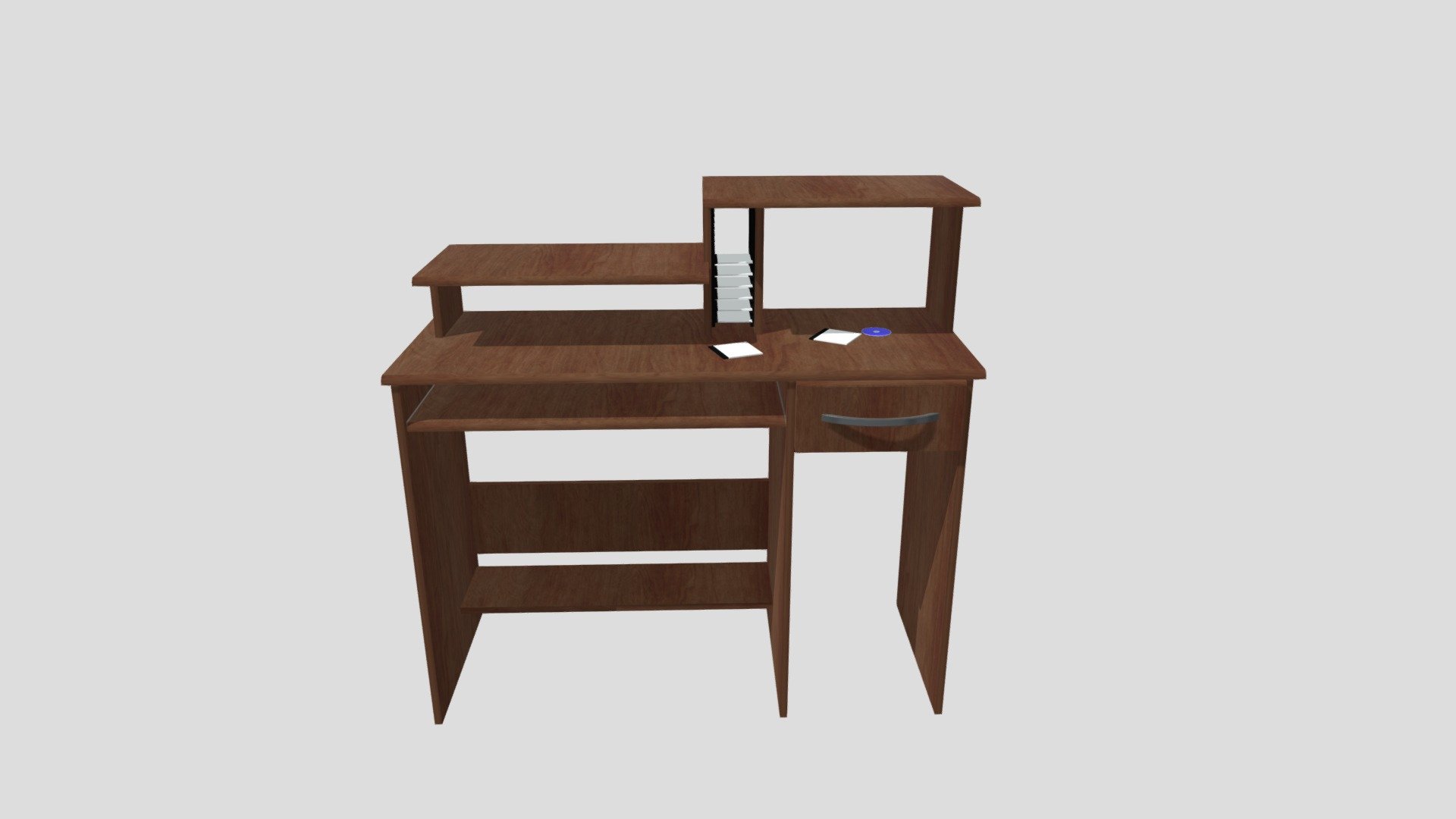Computer Desk with CD boxes and CDs - 3D model by rodsan1376 [17b05e7 ...