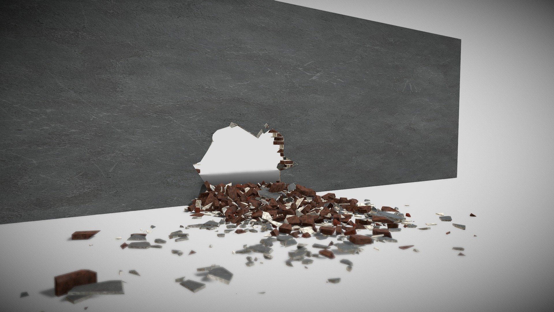 Bomb Crack Brick Wall 01 Below Middle - Buy Royalty Free 3D model by ...