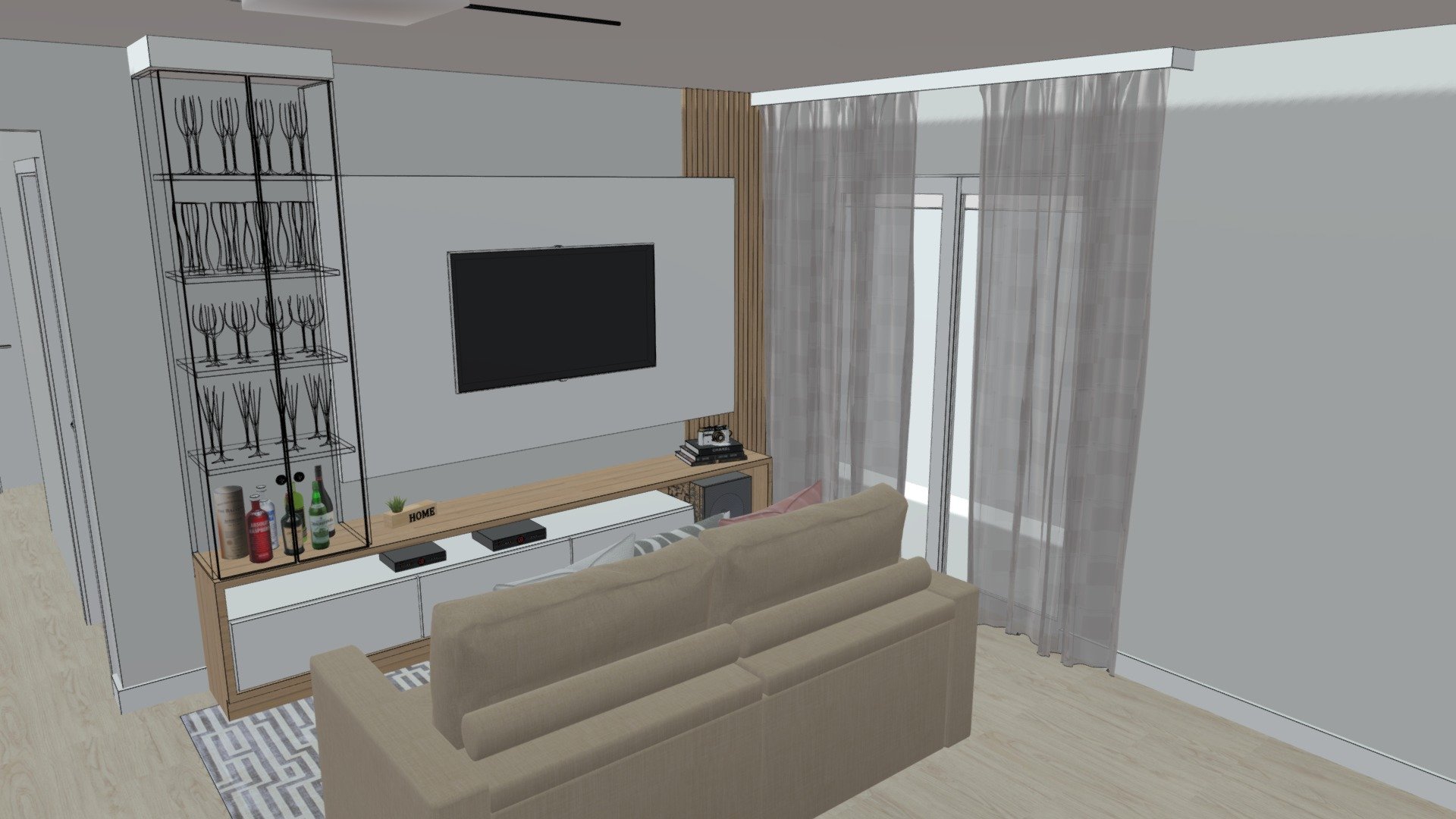 Sala de estar completa - 3D model by thaisiag [17d208e] - Sketchfab