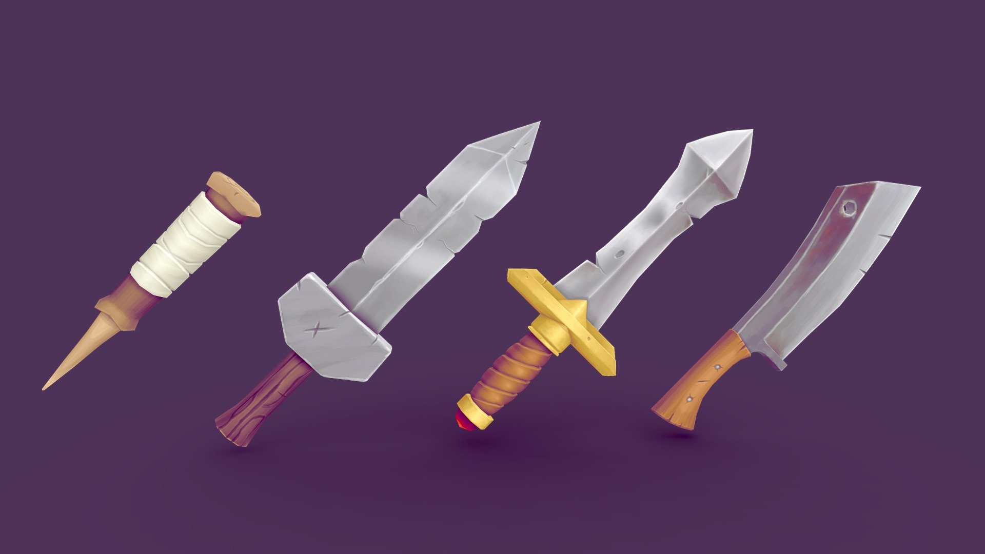 Hand-Painted Daggers - 3D model by Graham (@graham3d) [17d473b] - Sketchfab