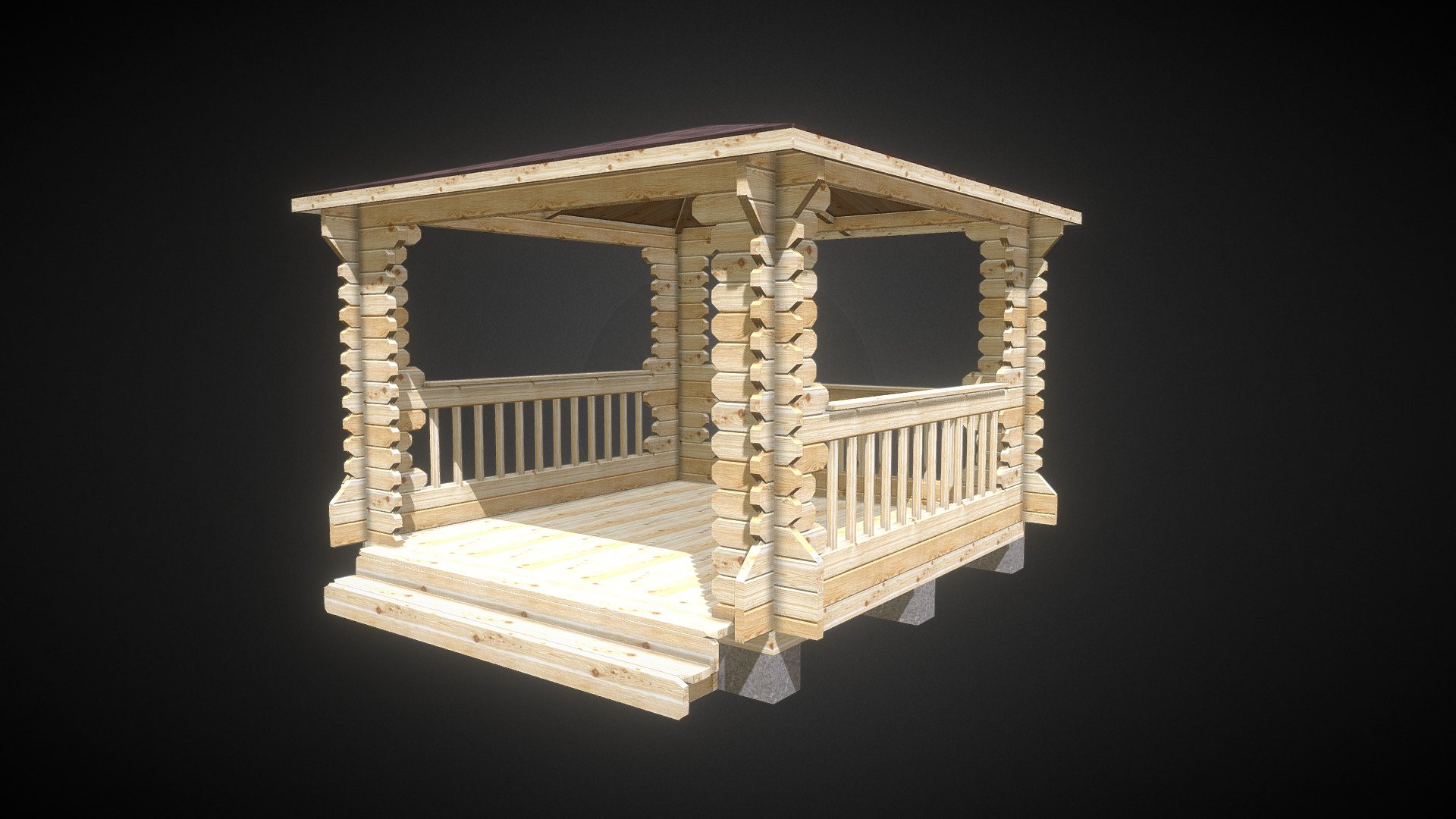 Беседка 3x3 четырёхскатная - Download Free 3D model by anim3d.ru ...