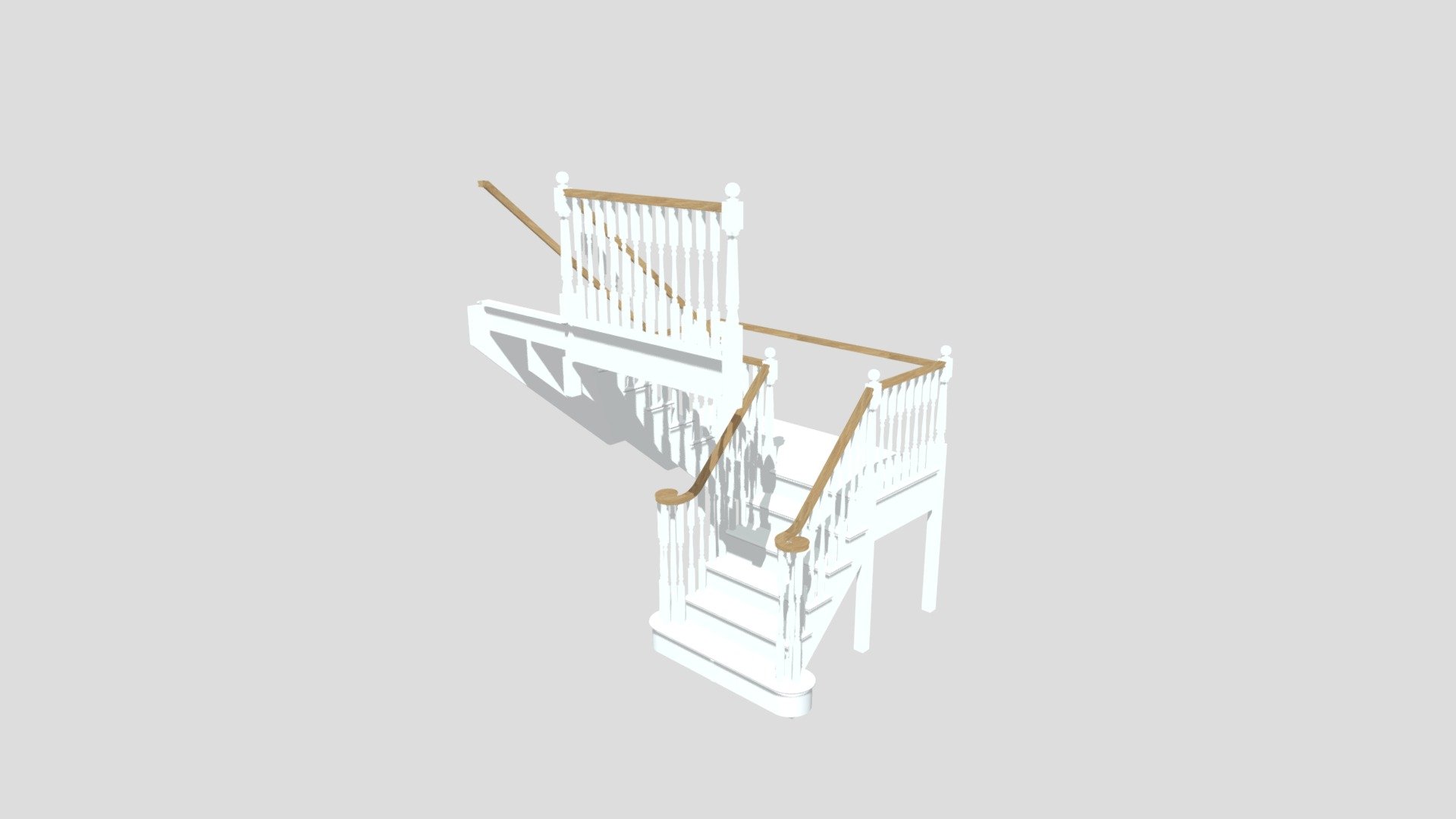 Softwood Staircase with Turned Spindles & Volute - 3D model by David ...