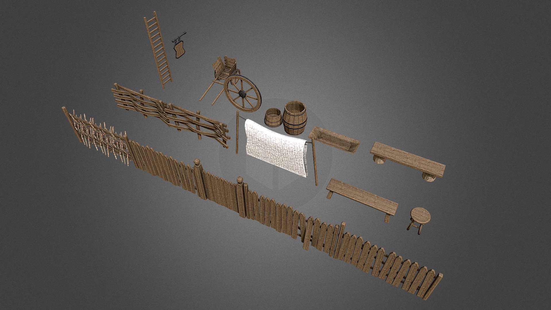 Medieval Village Props & Decals - 3D model by @blue.blender.print ...