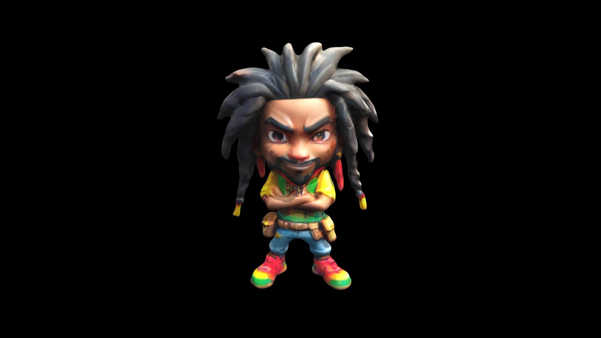 "Anime Villain with Rasta Style Hair and Unique - Download Free 3D ...
