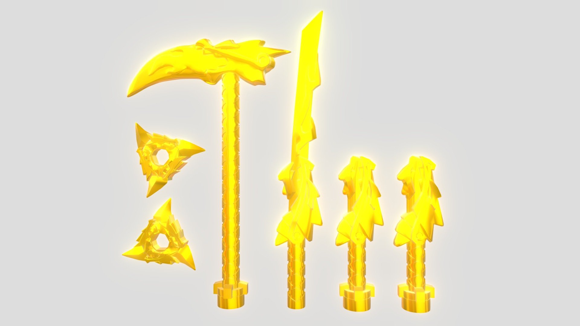 The Golden Weapons - 3D model by Marcylicious [1812972] - Sketchfab