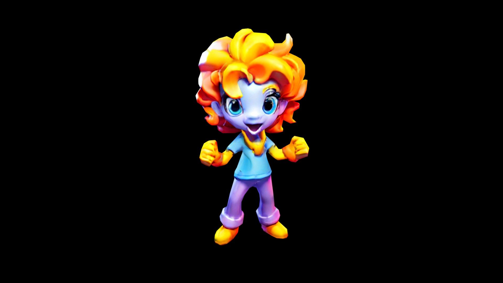 An animated character with orange hair and a blu - Download Free 3D ...