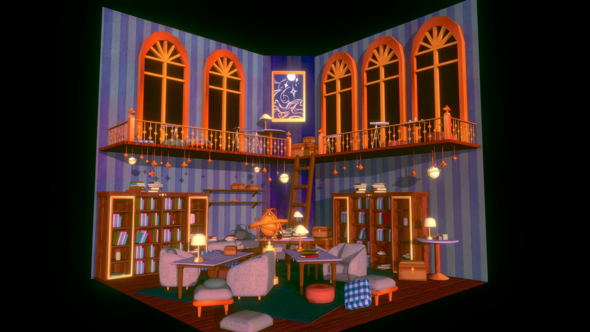 Astronomer's Library - 3D model by Joanne (@azuritee) [1825c88] - Sketchfab