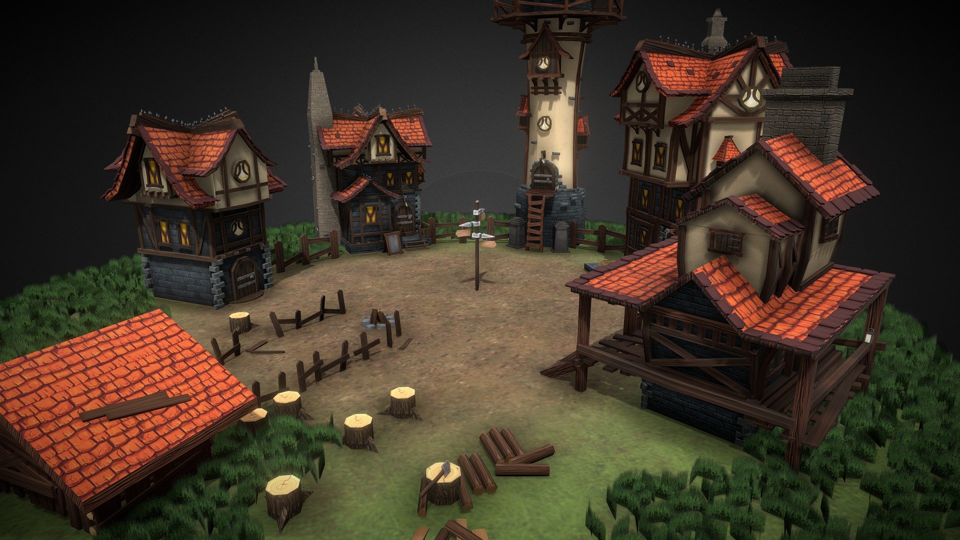 Village - 3D model by Mic (@micart3d) [1829522] - Sketchfab