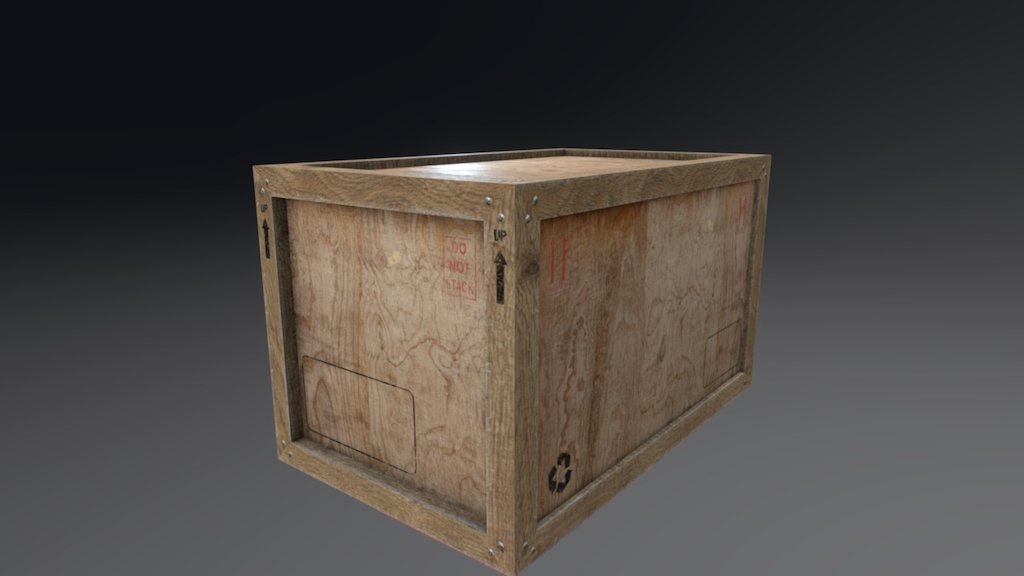 Old wooden cargo crate 5 - 3D model by 32cm [18375f1] - Sketchfab
