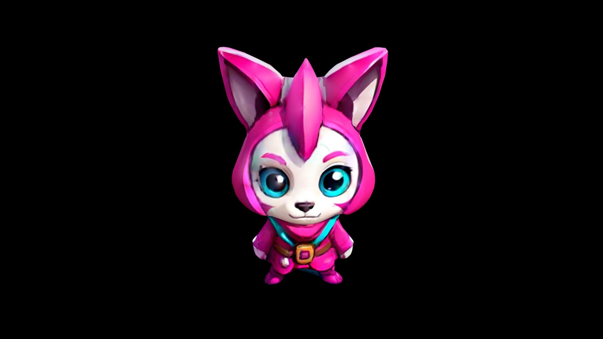 A pink furry creature with blue eyes and pink ea - Download Free 3D ...