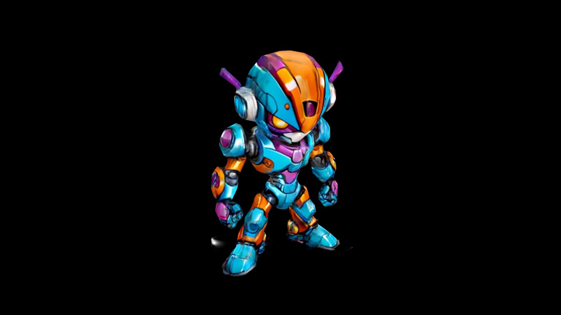 An animated robot with a predominantly blue and - Download Free 3D ...