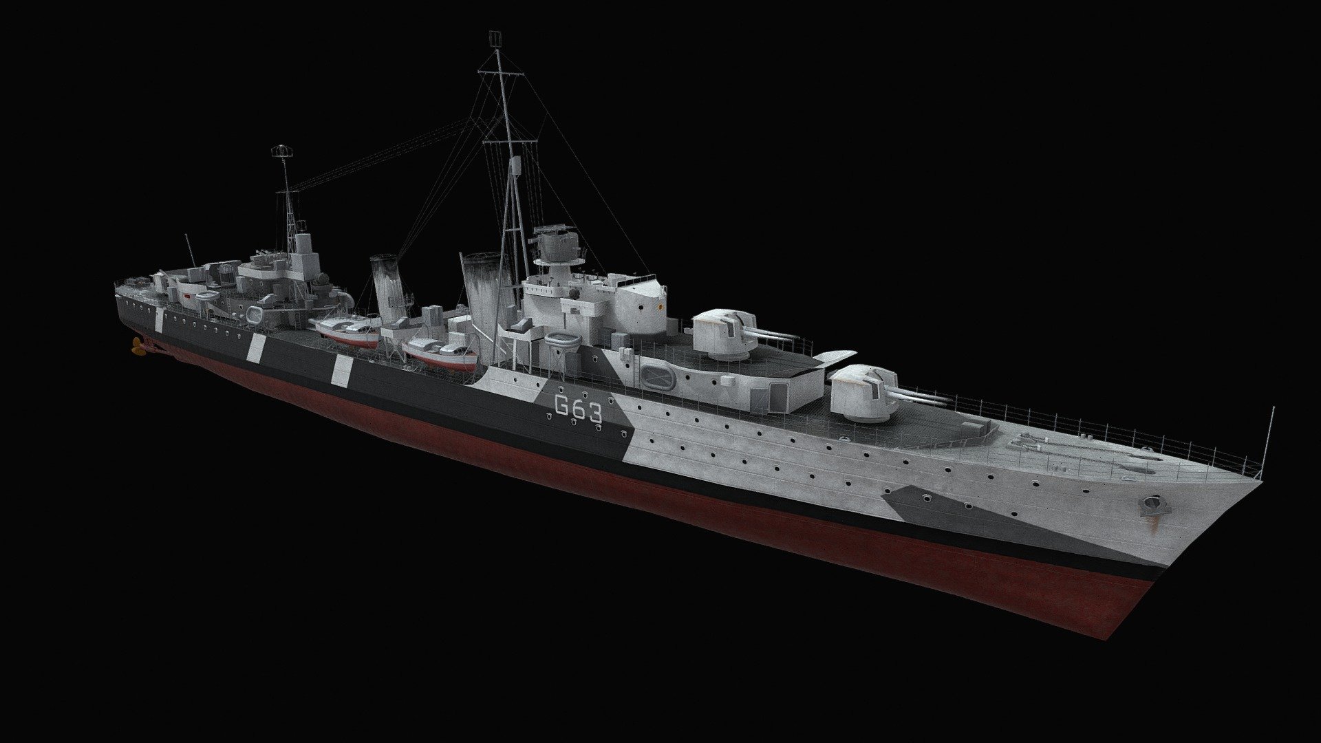 HMCS Haida 1944 - 3D model by rpratt (@Swanky_Spitfire) [186843b ...