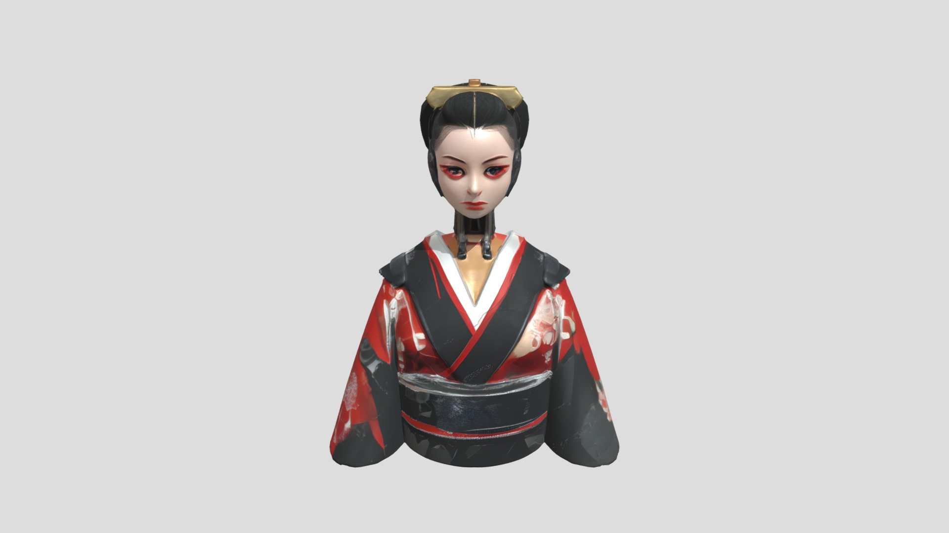Futuristic geisha with cybernetic features - 3D model by Christopher ...