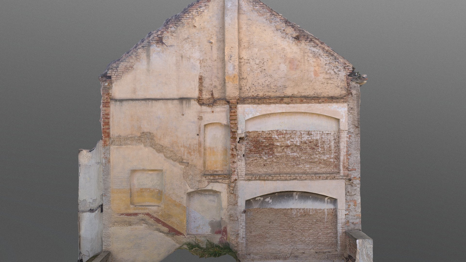 Ruined house wall facade - 3D model by matousekfoto [188b8f7] - Sketchfab