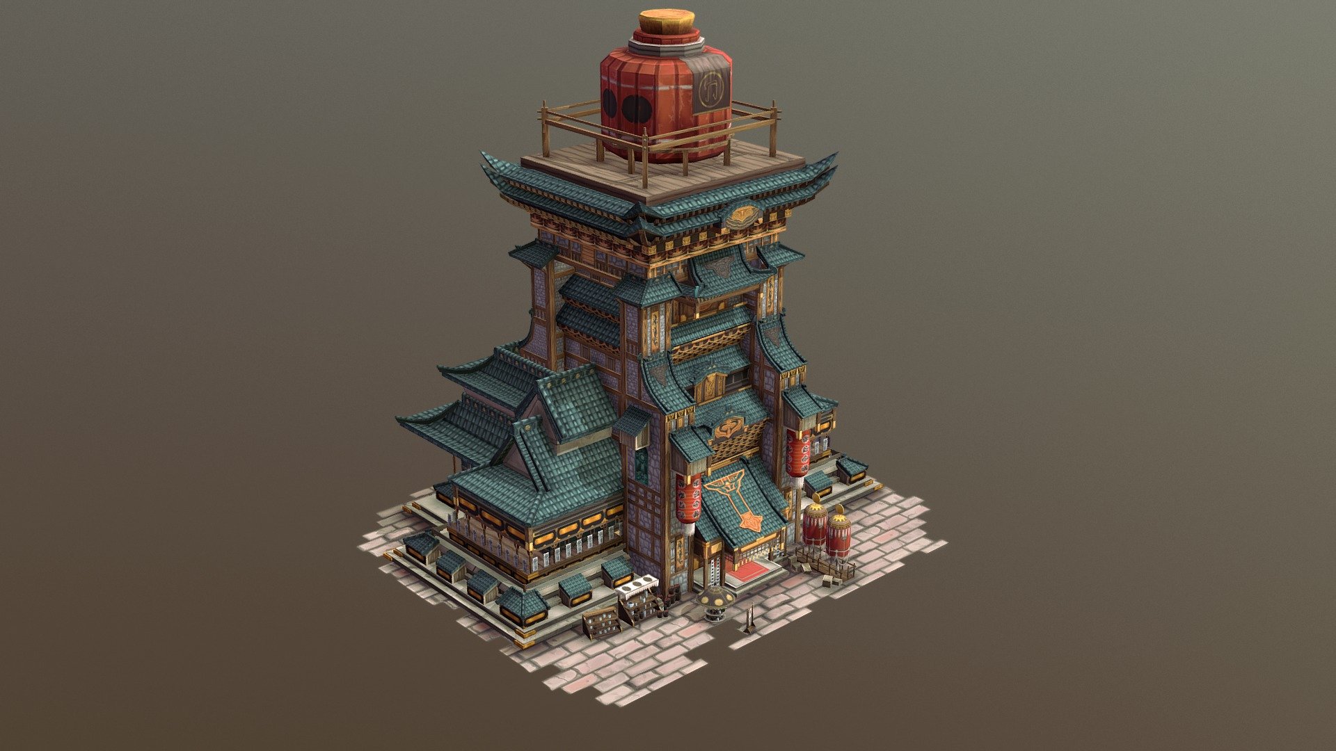 Chinese style building - 3D model by yooonart [1892ae4] - Sketchfab
