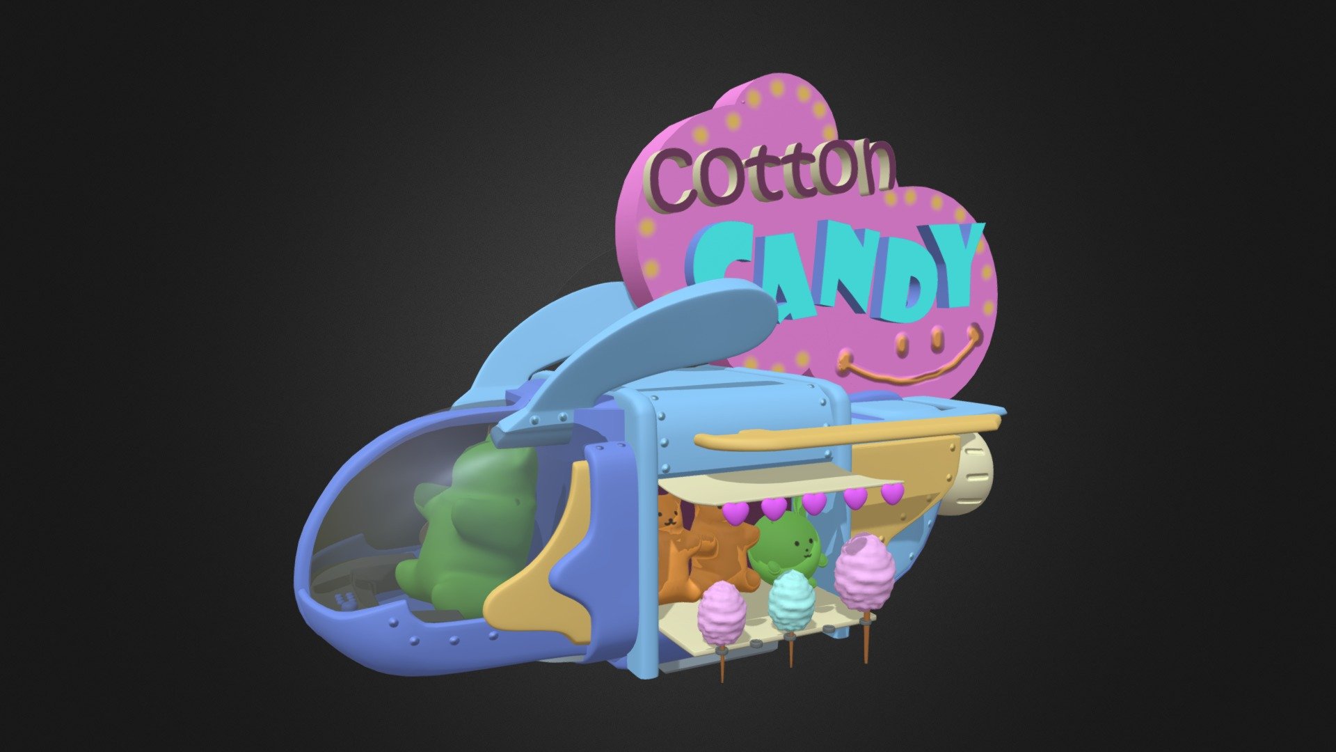 Asset - Cartoons - Food Car - Cotton Candy - Buy Royalty Free 3D model ...