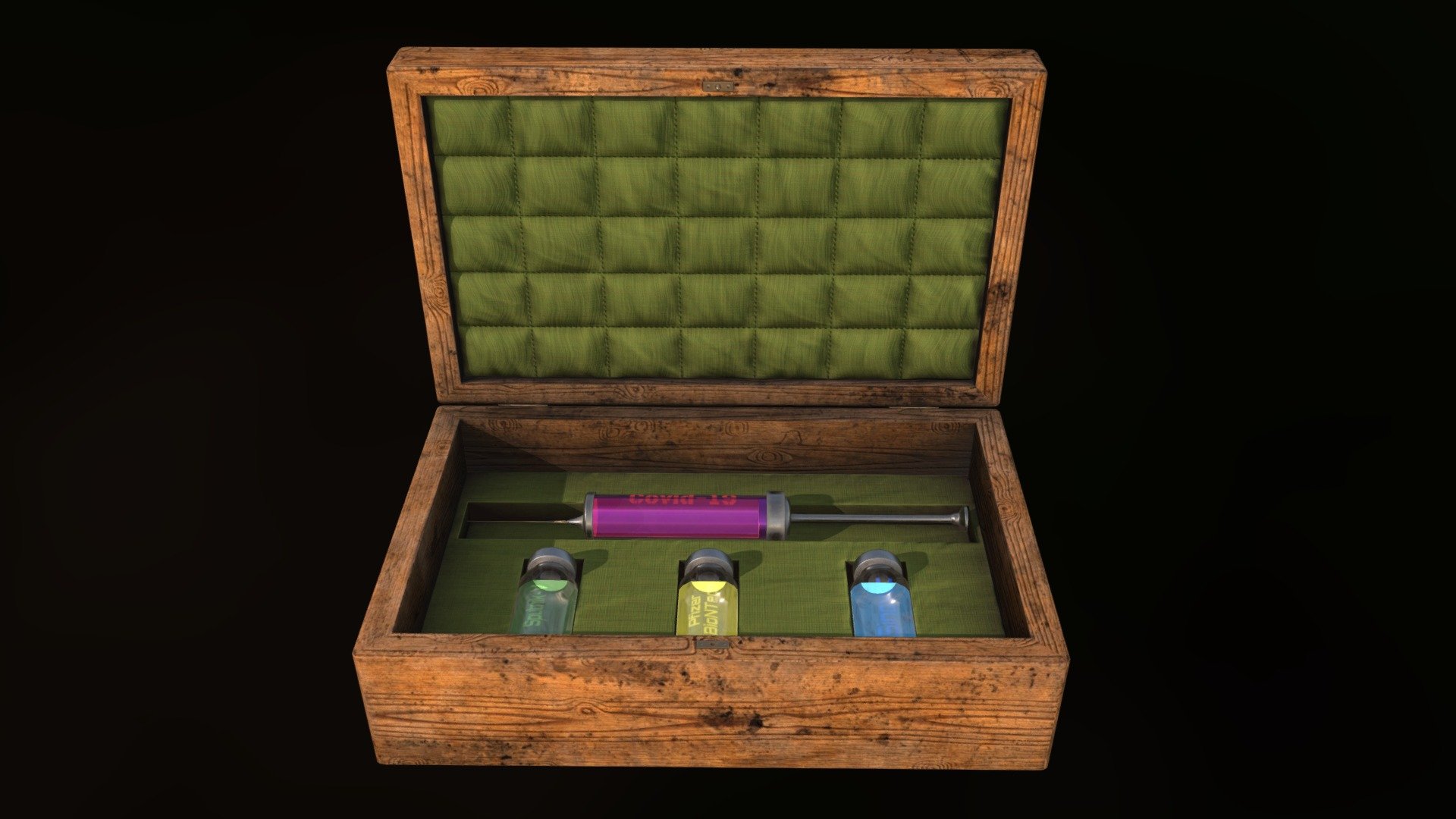 Stylized box with Covid-19 virus and vaccines - 3D model by 3D_Kod ...