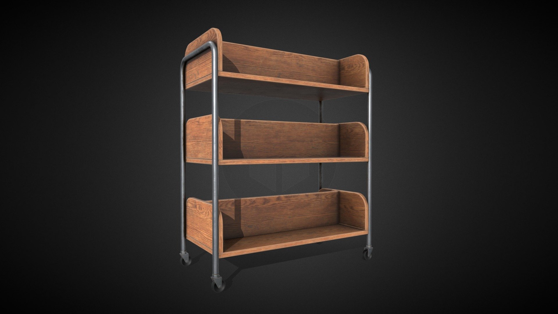 Wood Book Cart - 3D model by Qutsal (@qutsalalex) [189da25] - Sketchfab