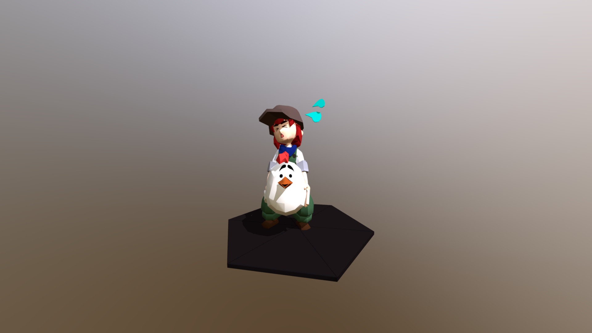 Farmer Girl and Chook (Chicken) - 3D model by RKT94 [189ee36] - Sketchfab