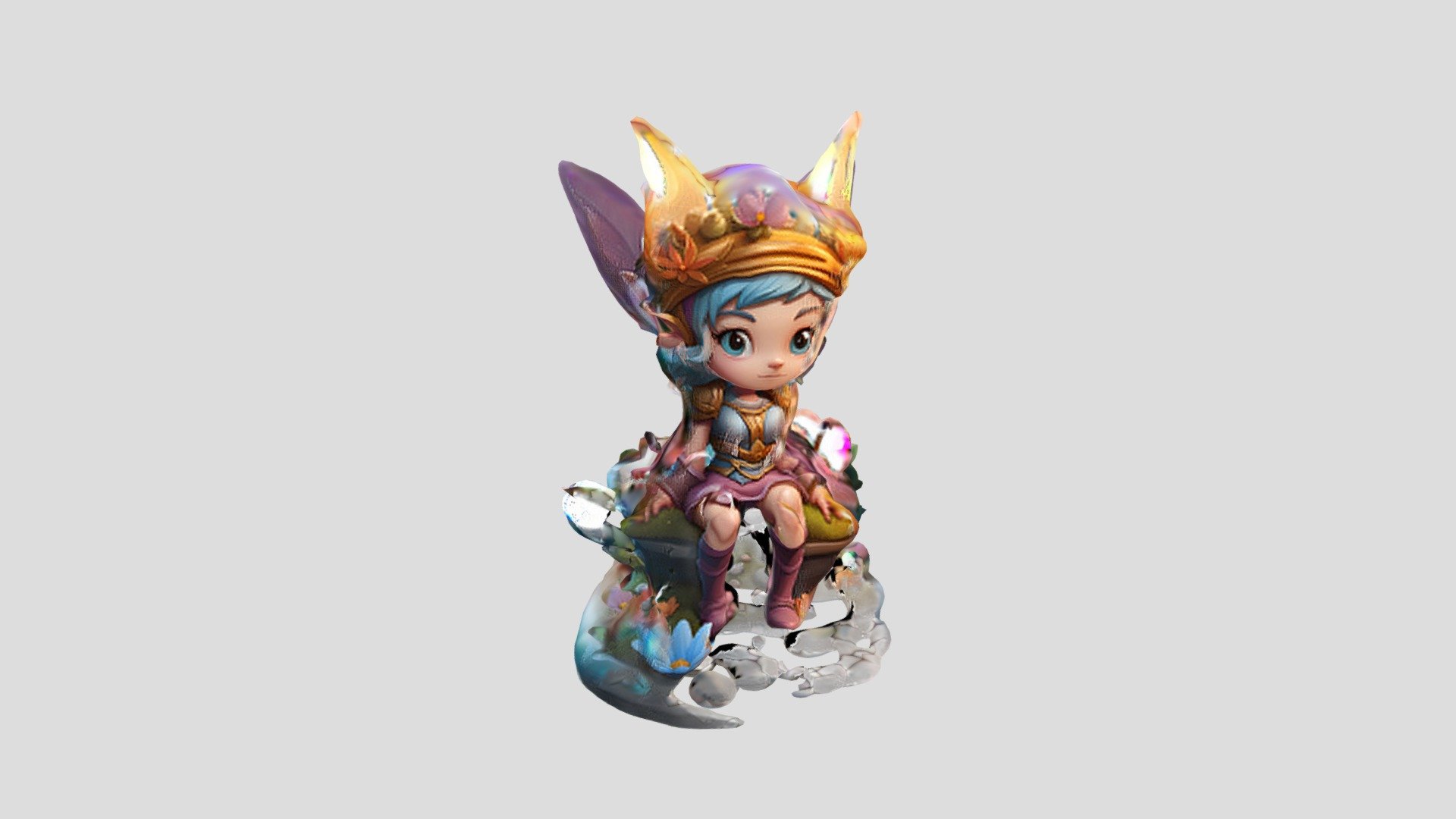Little Blue Fairy Sitting on a Mushroom A sma - Download Free 3D model ...