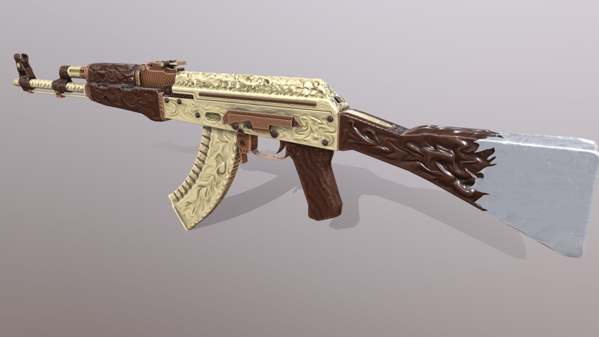 Ak-47 Chocolate Fury - 3D model by gpeiiiiihuk [18ac362] - Sketchfab