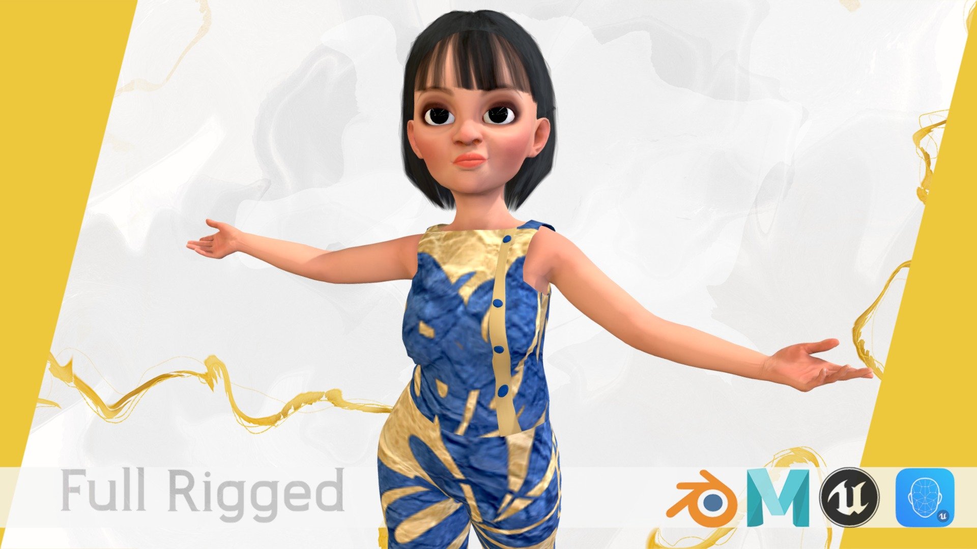 Pretty Girl Realistic Toon Character 3D model - Buy Royalty Free 3D ...