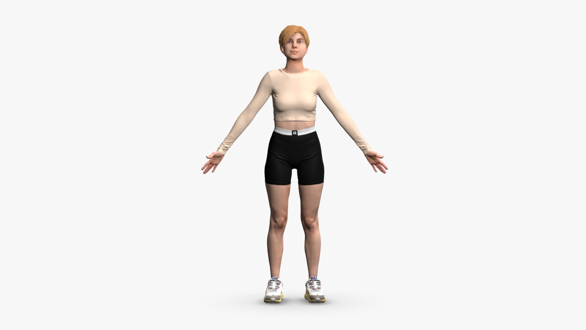 001511 Fitness girl in A pose - Buy Royalty Free 3D model by 3DFarm ...