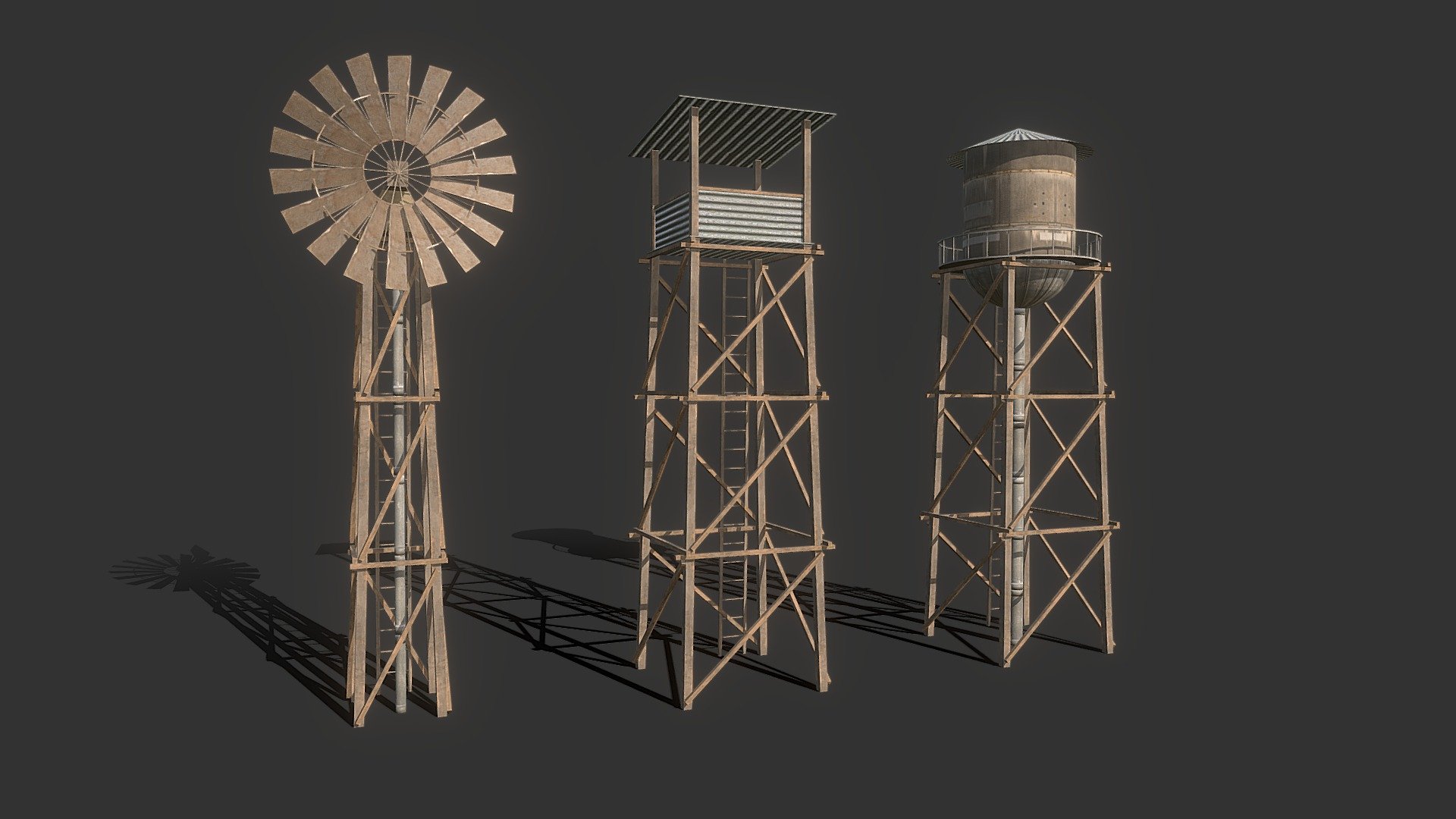 Water Tank | Windmill | Guard Tower (Optimized) - Buy Royalty Free 3D ...