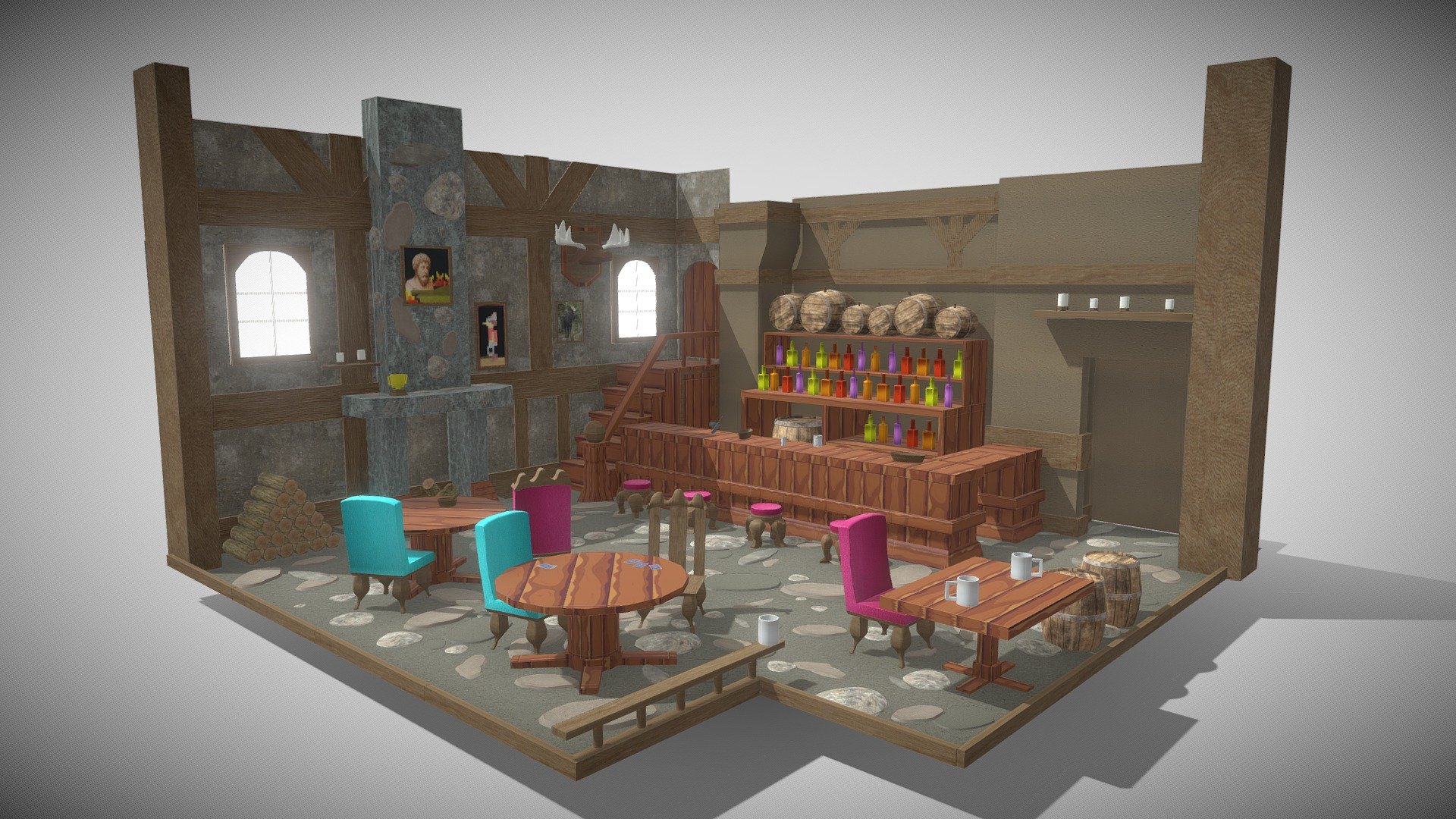Tavern Interior Model 2.0 - 3D model by SethLim [18d09c4] - Sketchfab