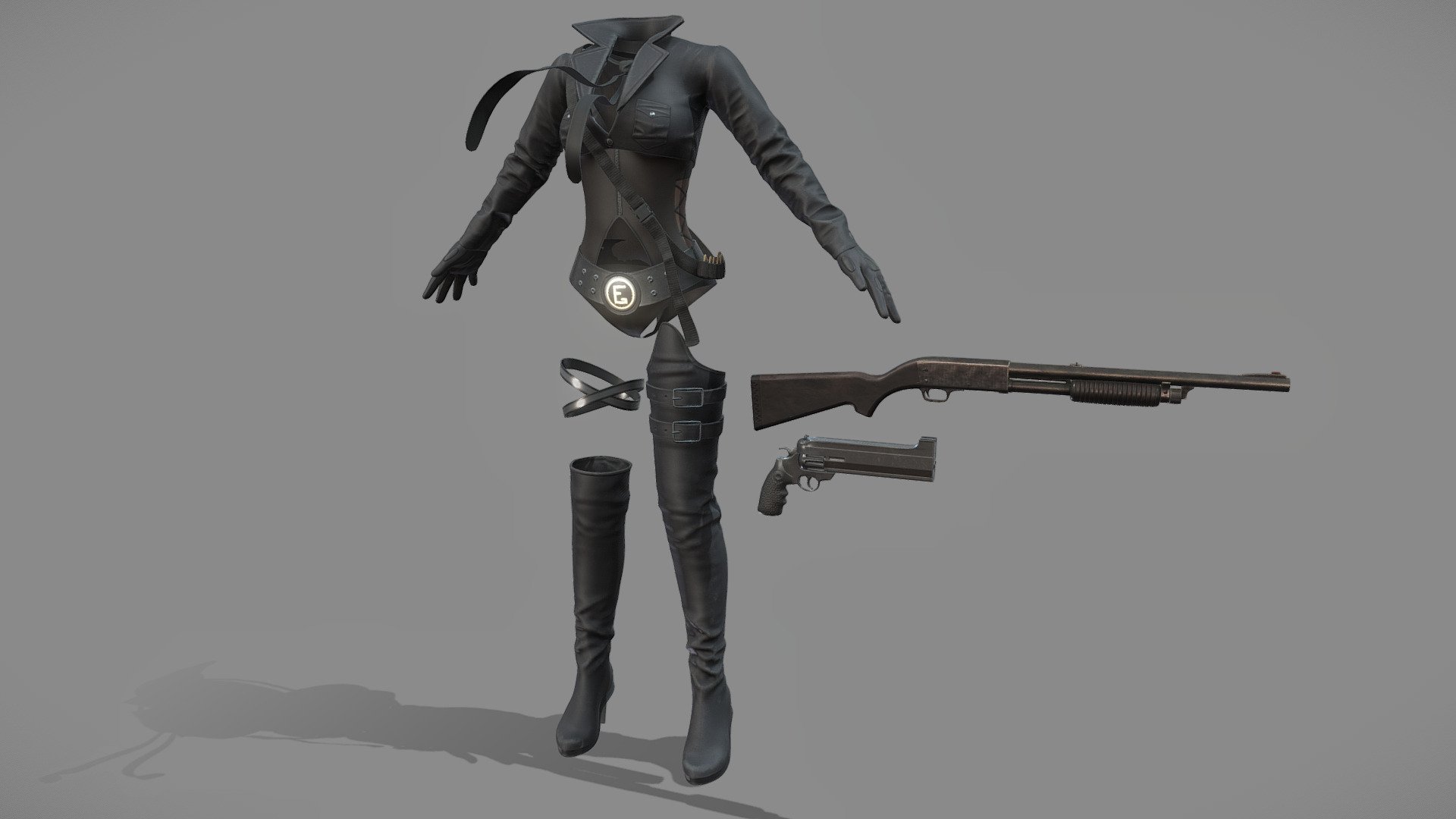 Female Sci-fi Combat Character Full Outfit Set - Buy Royalty Free 3D ...