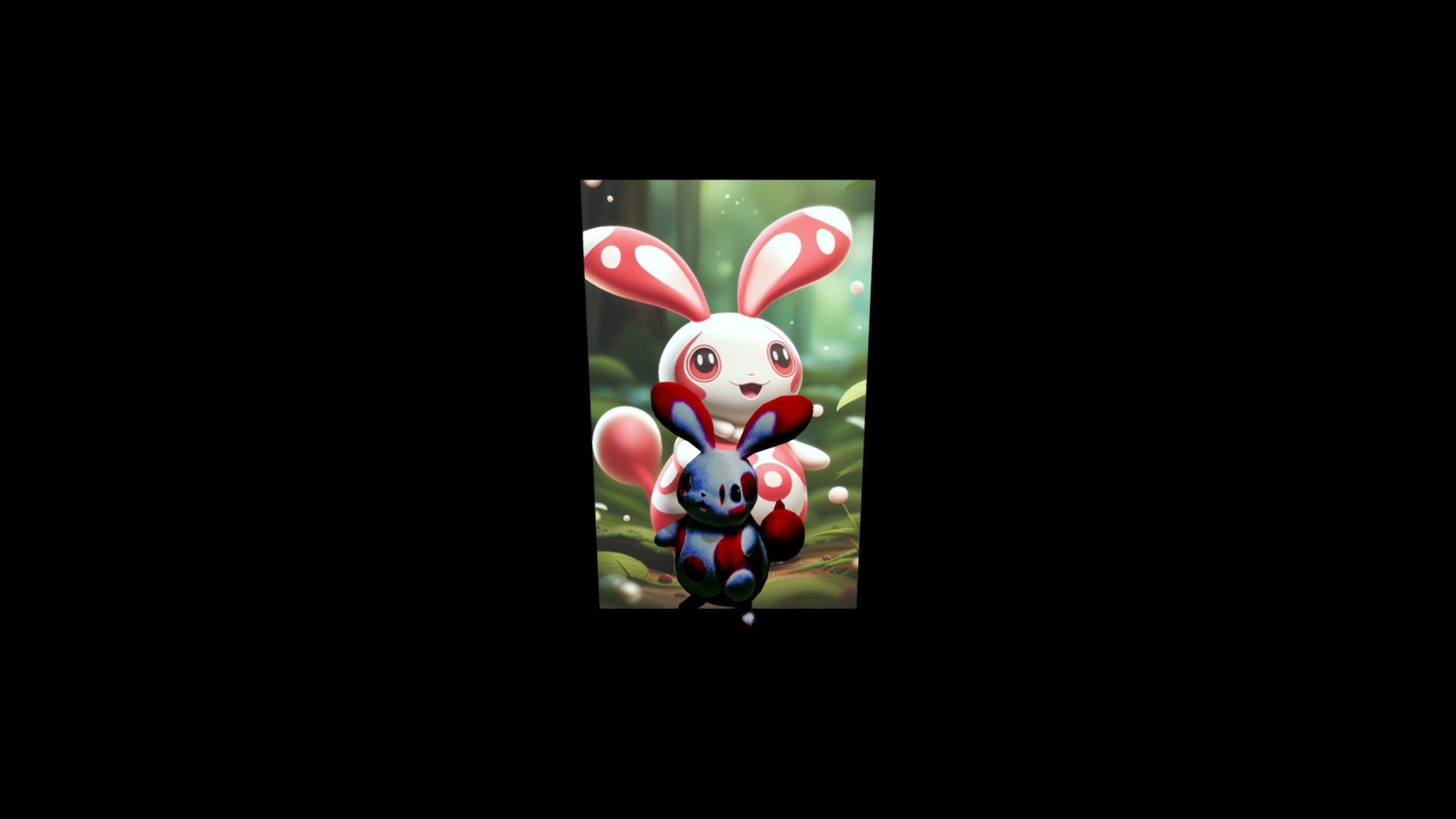 cartoon rabbit with red and white polka dot dre - Download Free 3D ...