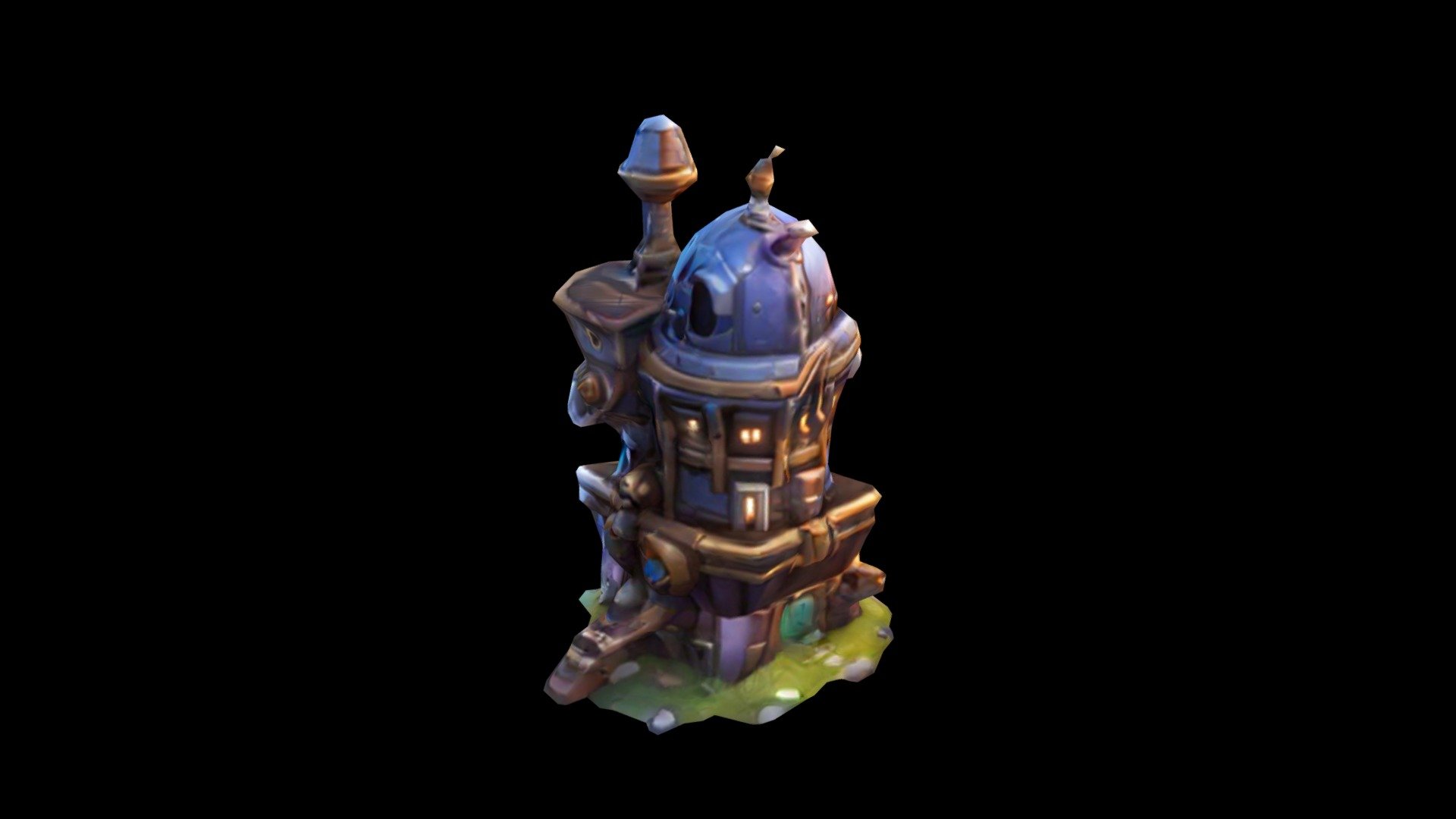 A futuristic three-tiered tower with brown and b - Download Free 3D ...