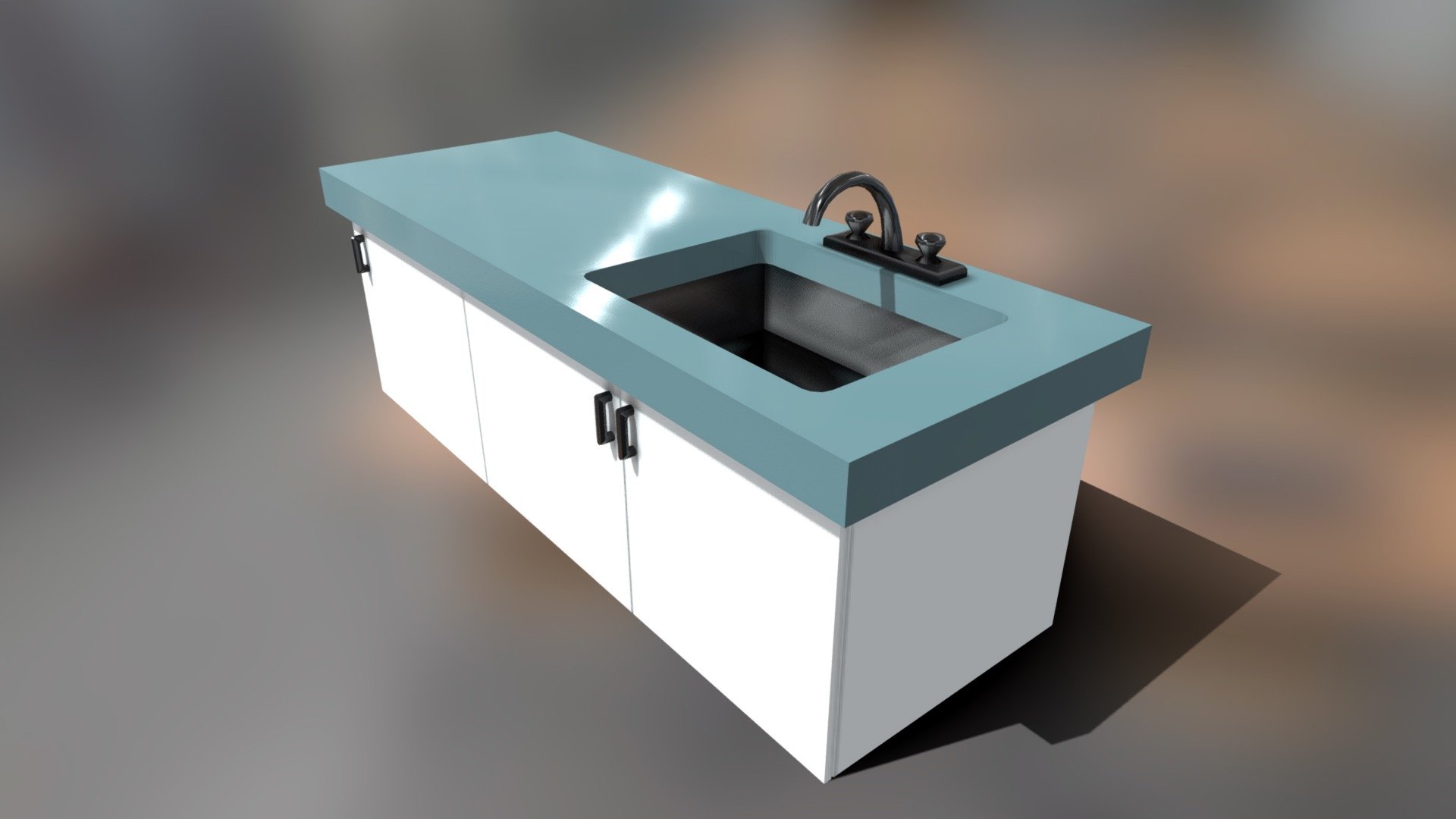 Lab Counter W/ Sink (UV Wrapped, No textures) - Download Free 3D model ...